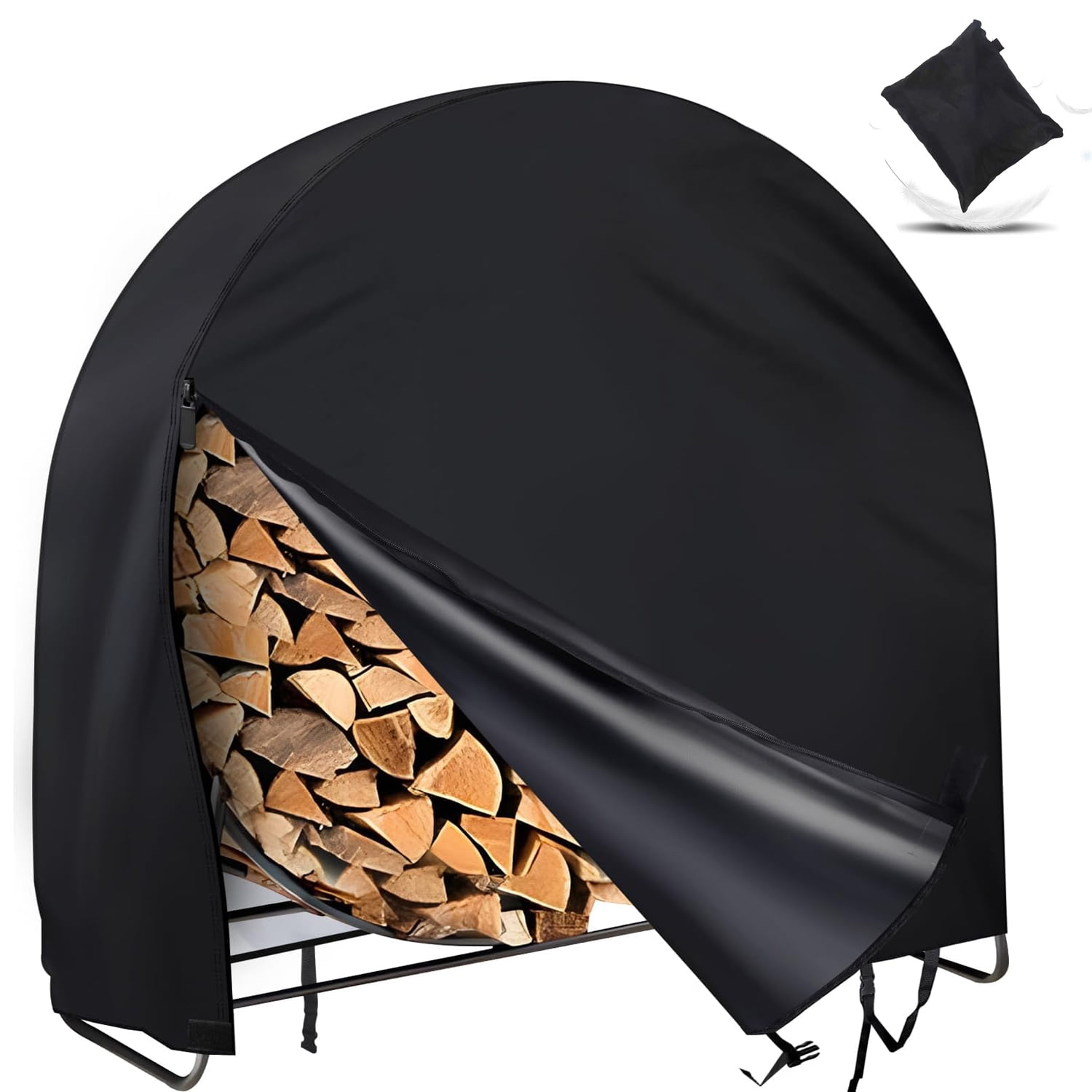 Firewood Log Rack Cover, 24 inch 420D Waterproof Firewood Log Hoop ...