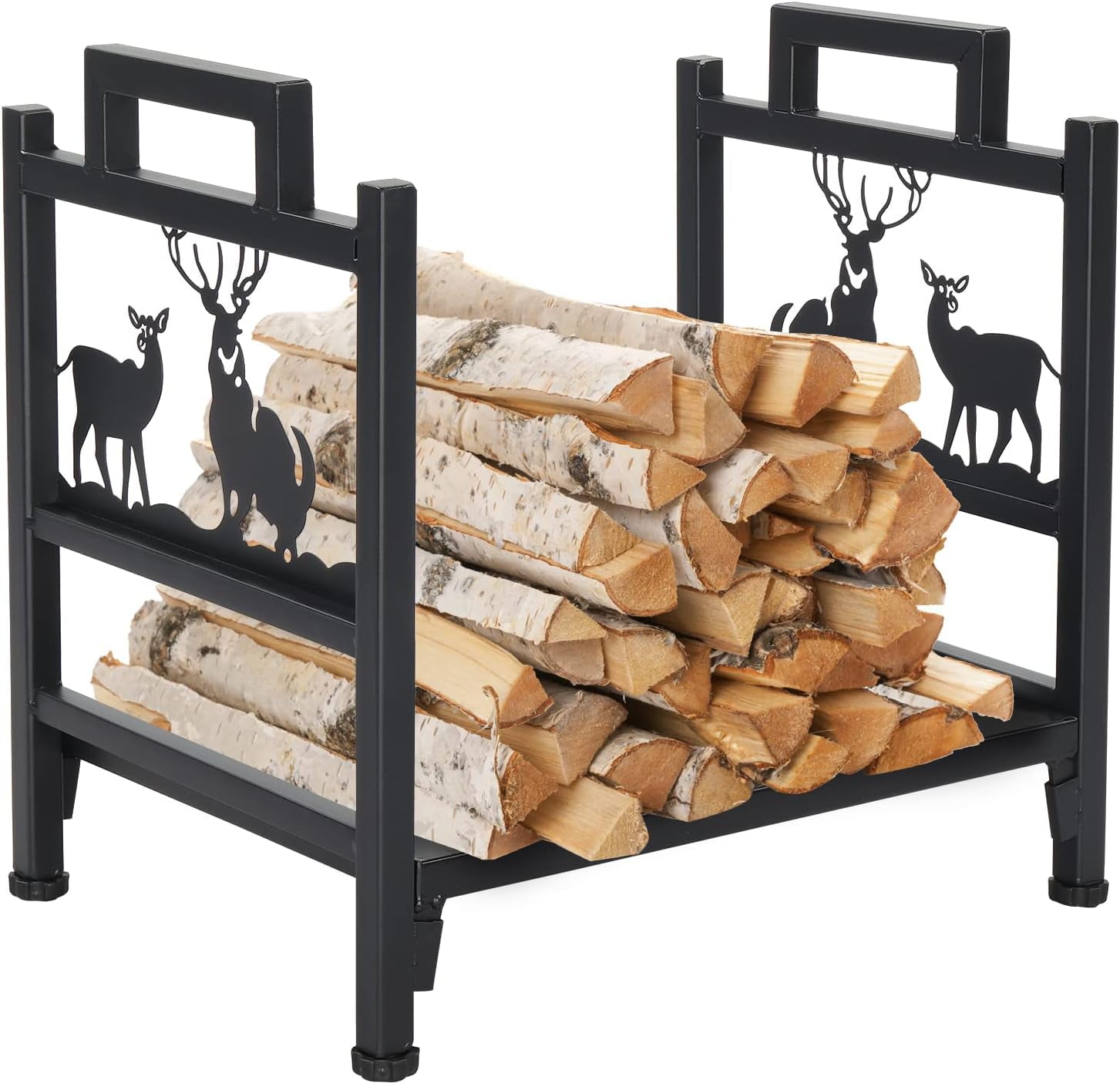 Firewood Log Rack, Iron Holder of Wood Lumber Storage for Fireplace ...