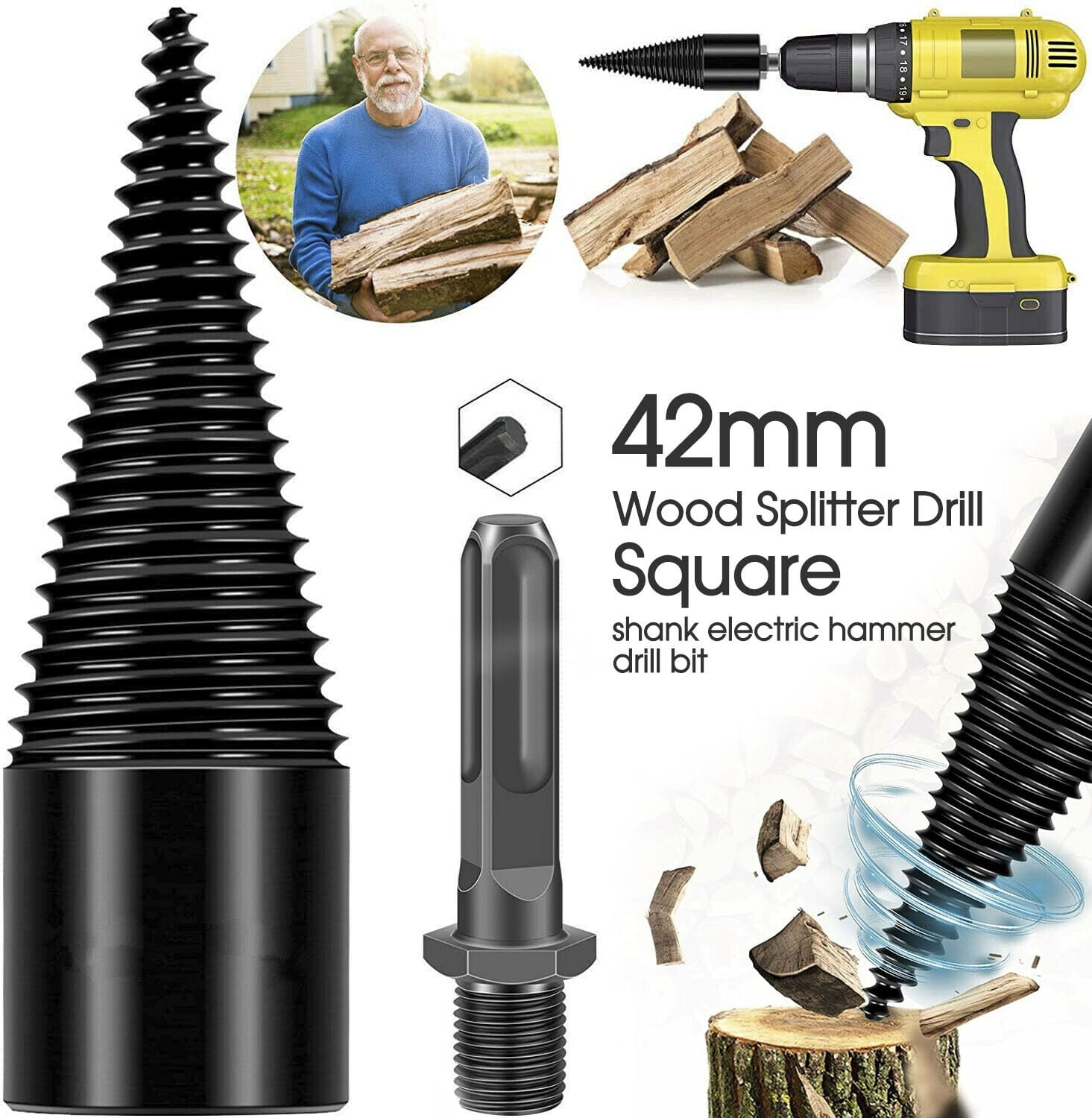 Firewood Log Splitter Drill Bit, Removable Cones Kindling Wood ...