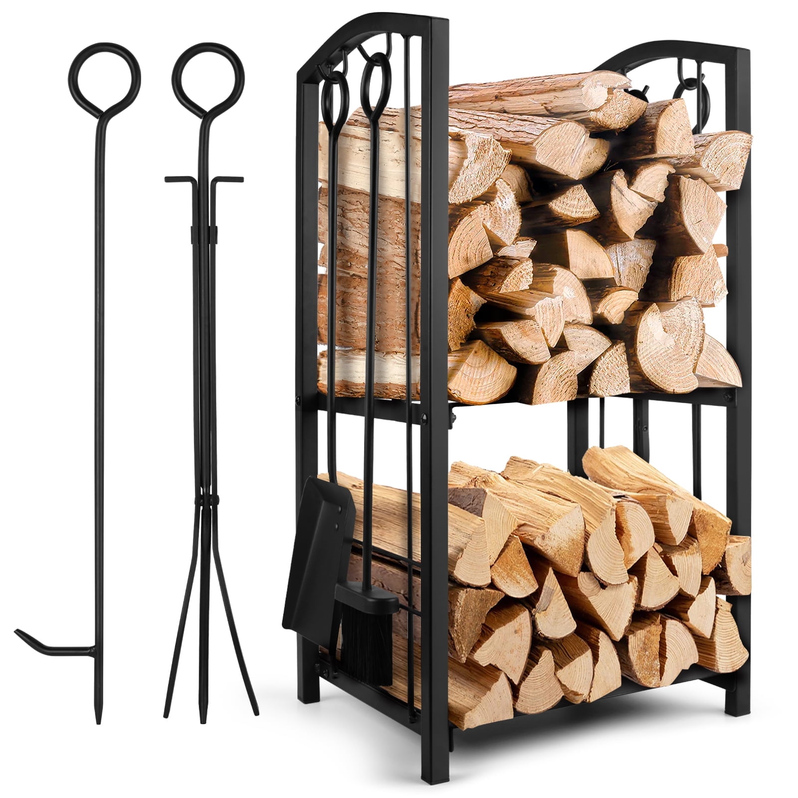 Firewood Rack Fireplace Tool Rack Indoor Wood Holders Fireplace Outdoor ...