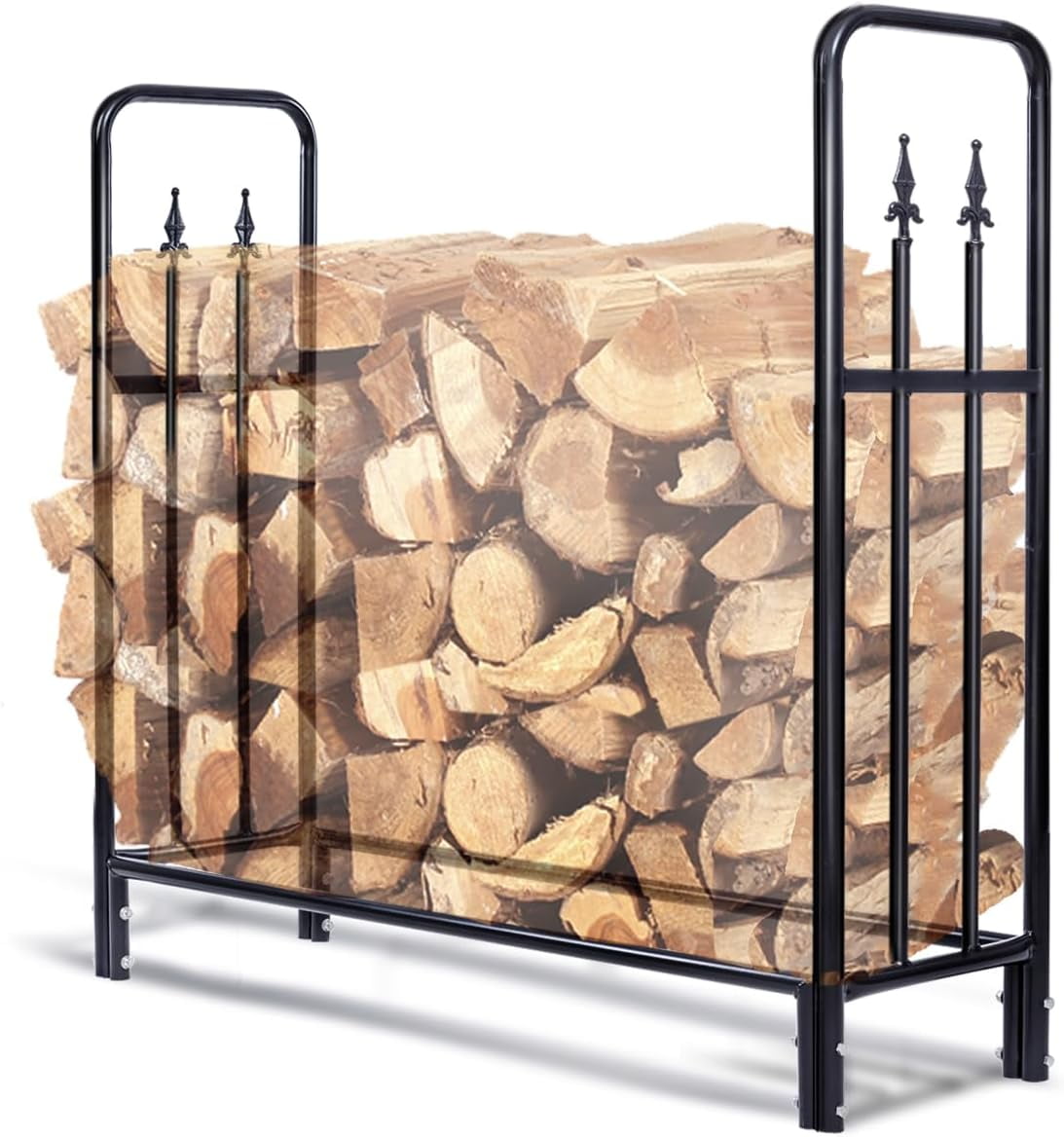 Firewood Rack, Heavy Duty Steel Fireplace Wood Storage Stand, Indoor ...