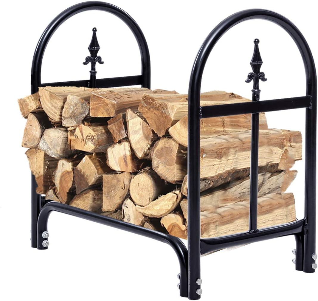 Firewood Rack, Heavy Duty Steel Fireplace Wood Storage Stand, Indoor ...