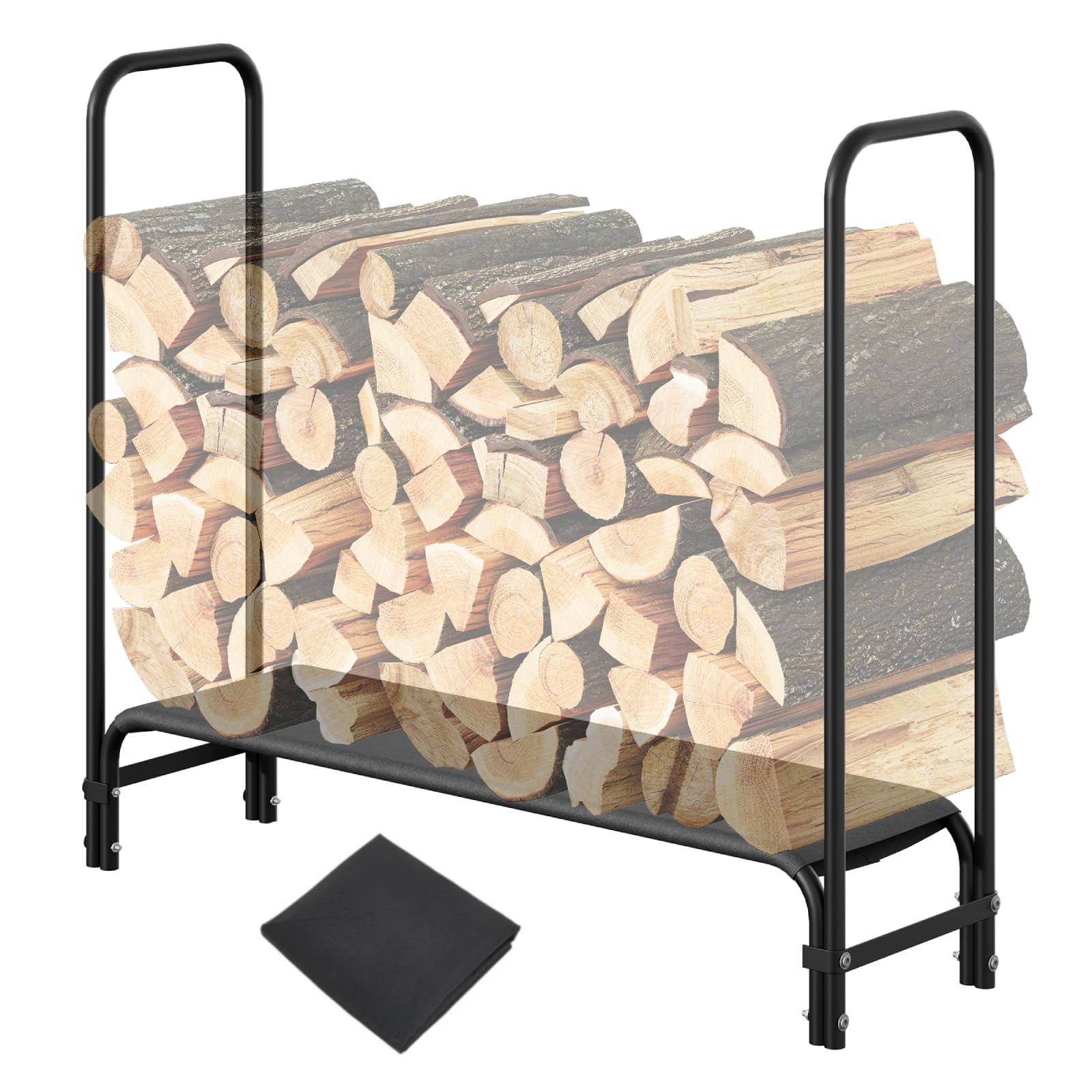 Firewood Rack Holder, 4/8ft Heavy Duty Fire Log Stacker Stand with ...