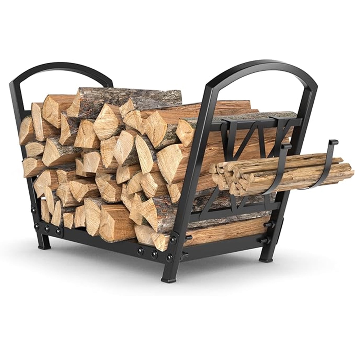 Firewood Rack Indoor Log Storage For Fireplace, Heavy Duty Metal Holder ...