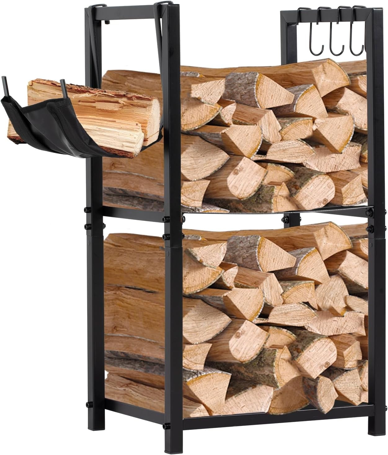 Firewood Rack Indoor, Small Outdoor Firewood Log Storage Rack, 2-Tier ...