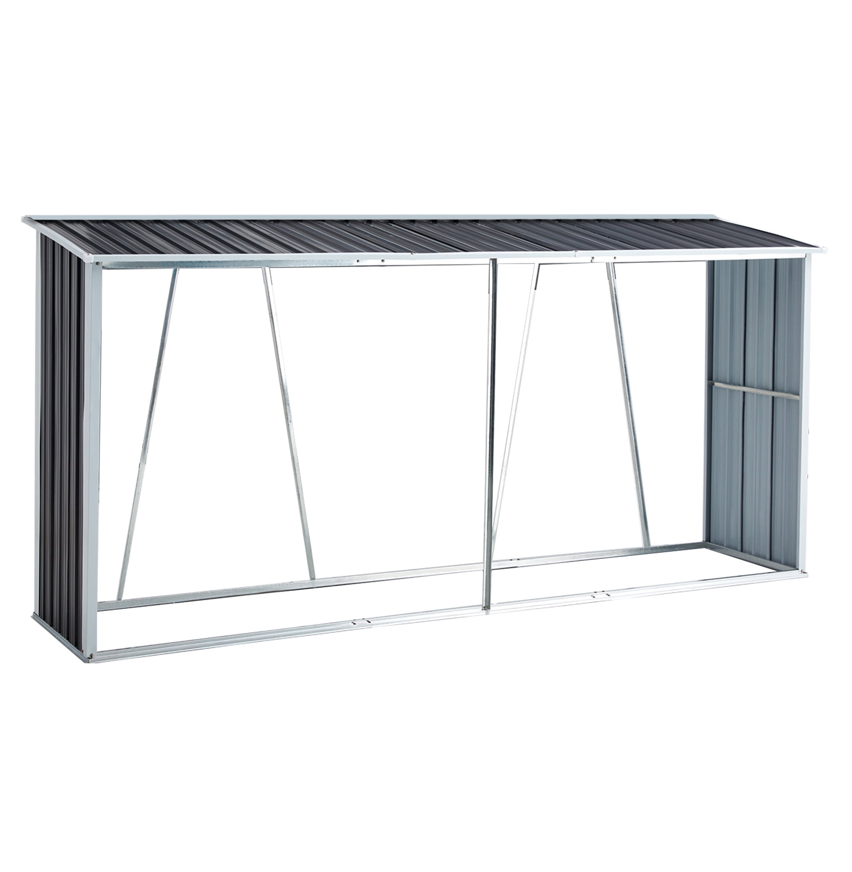 Firewood Rack Log Holder - Galvanized Steel Wood Storage - Outdoor ...