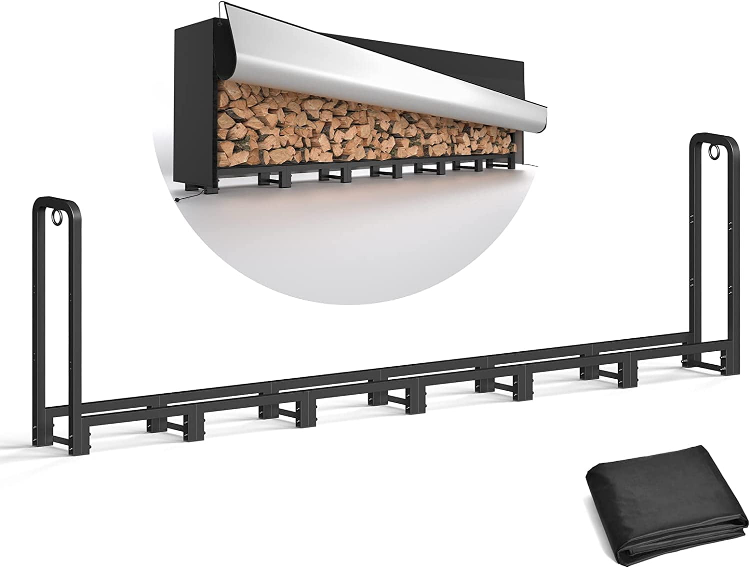 Firewood Rack Outdoor 4ft with Waterproof Cover - Heavy Duty Log Racks ...