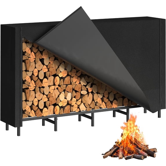 Firewood Rack Outdoor with Cover, 5.3ft Adjustable Firewood Log Rack ...