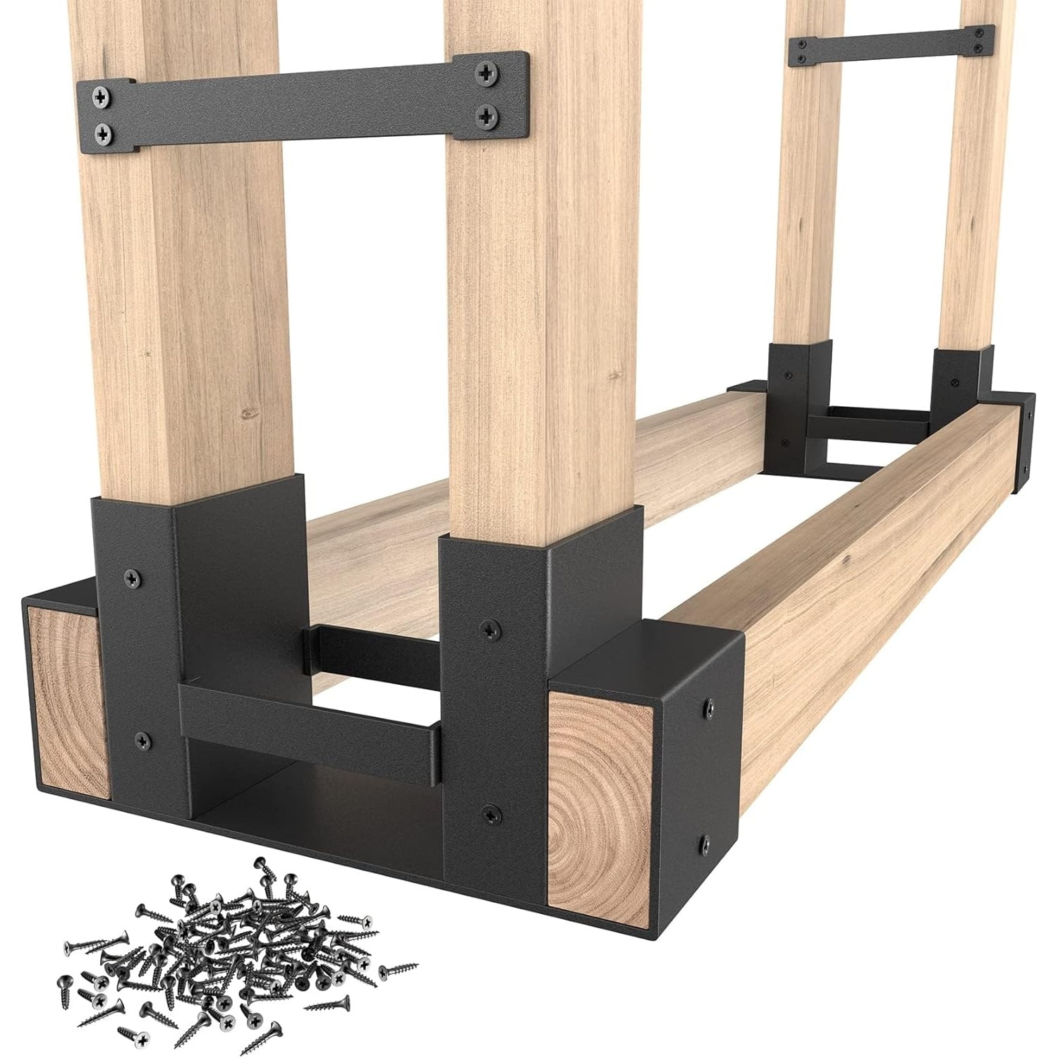 Firewood Rack Outdoor Indoor, Firewood Rack Brackets Kit Adjustable to ...