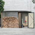 Firewood Rack Outdoor Metal Storage Shed Two-in- Function with Sloped ...