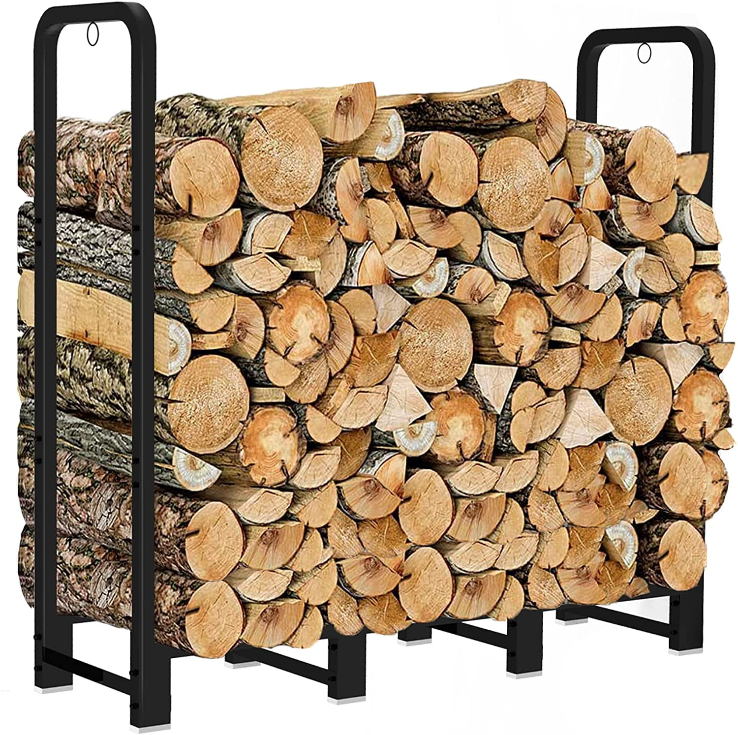 Firewood Rack Stand 4ft Heavy Duty Logs Holder for Outdoor Indoor ...