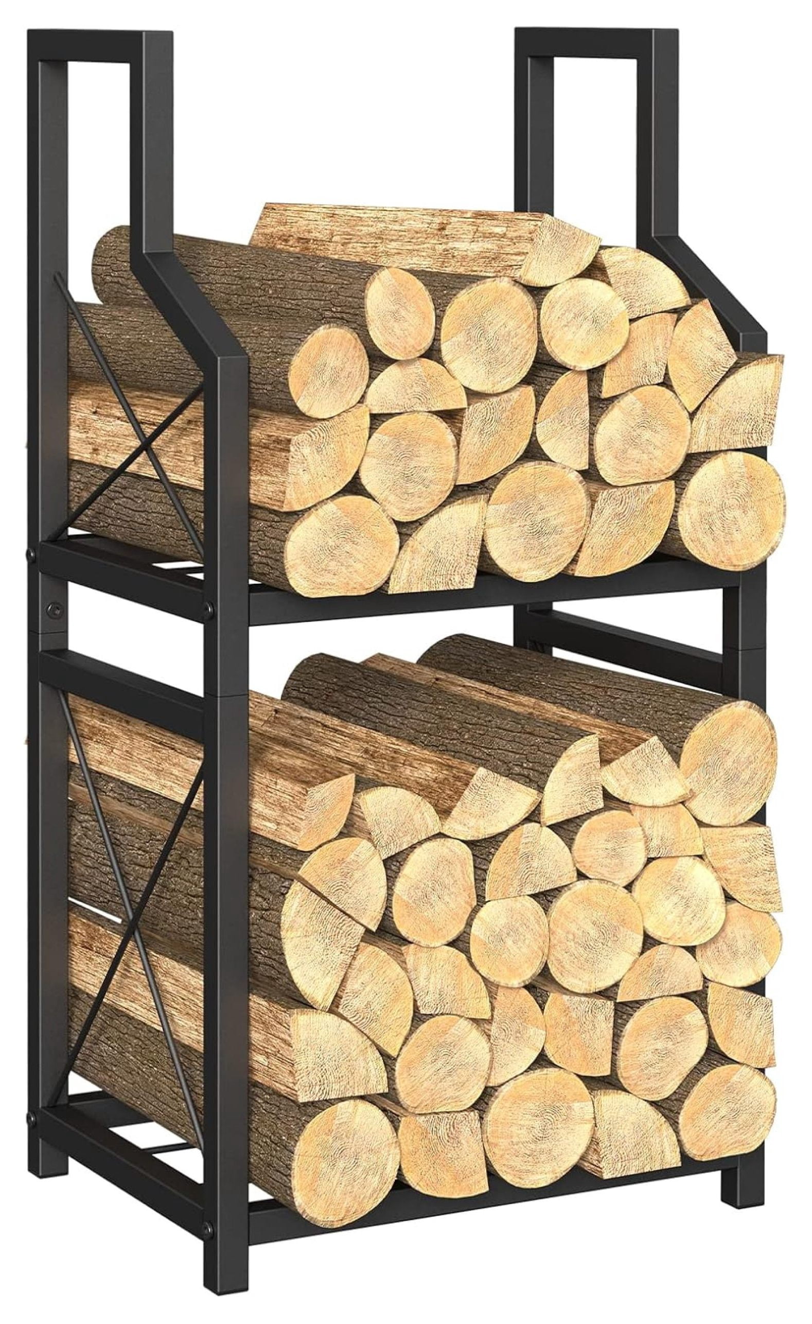 Firewood Rack Stand, Outdoor Indoor Heavy Duty Logs Holder Fireplace ...