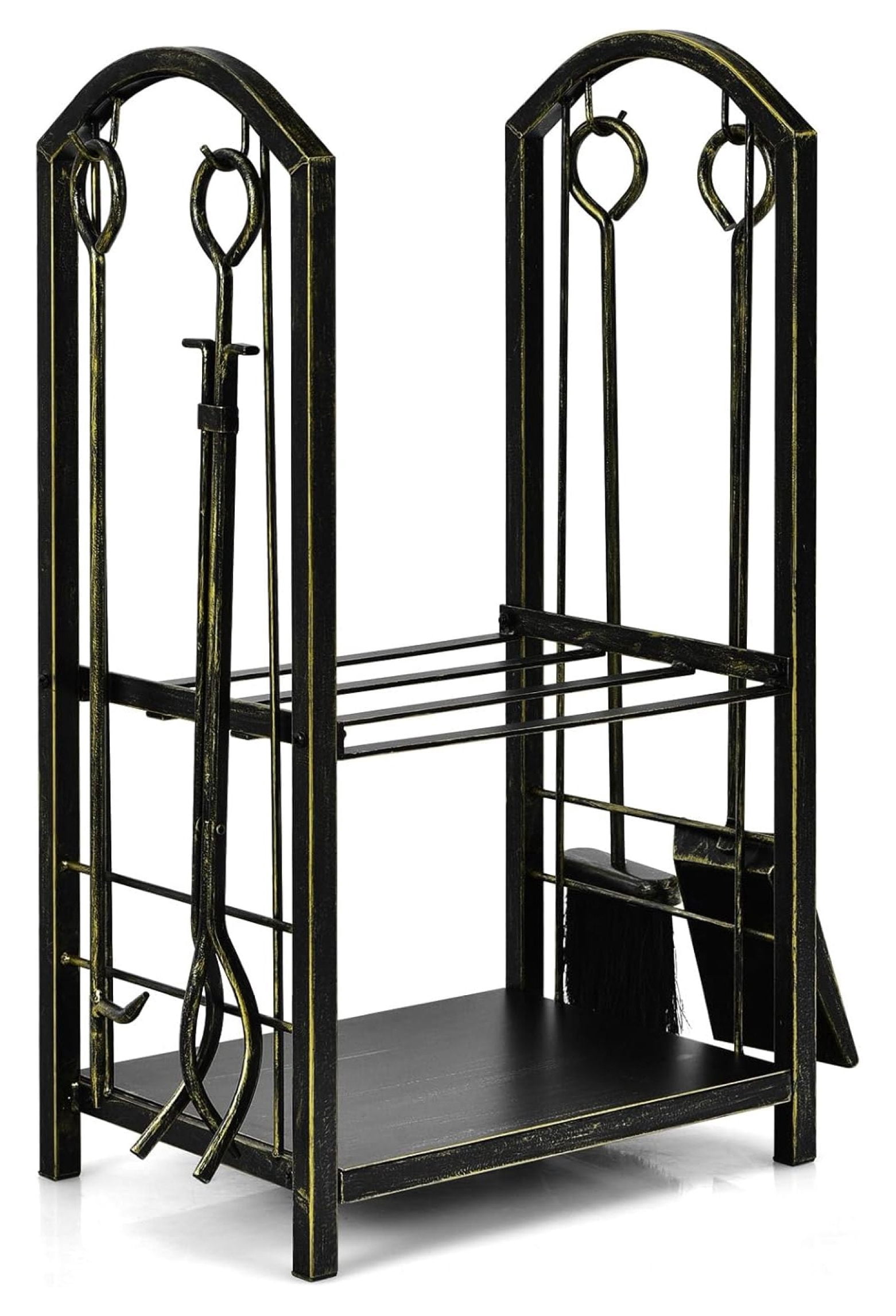Firewood Rack with Tools, 5-Piece Indoor/Outdoor Log Storage Holder Set ...