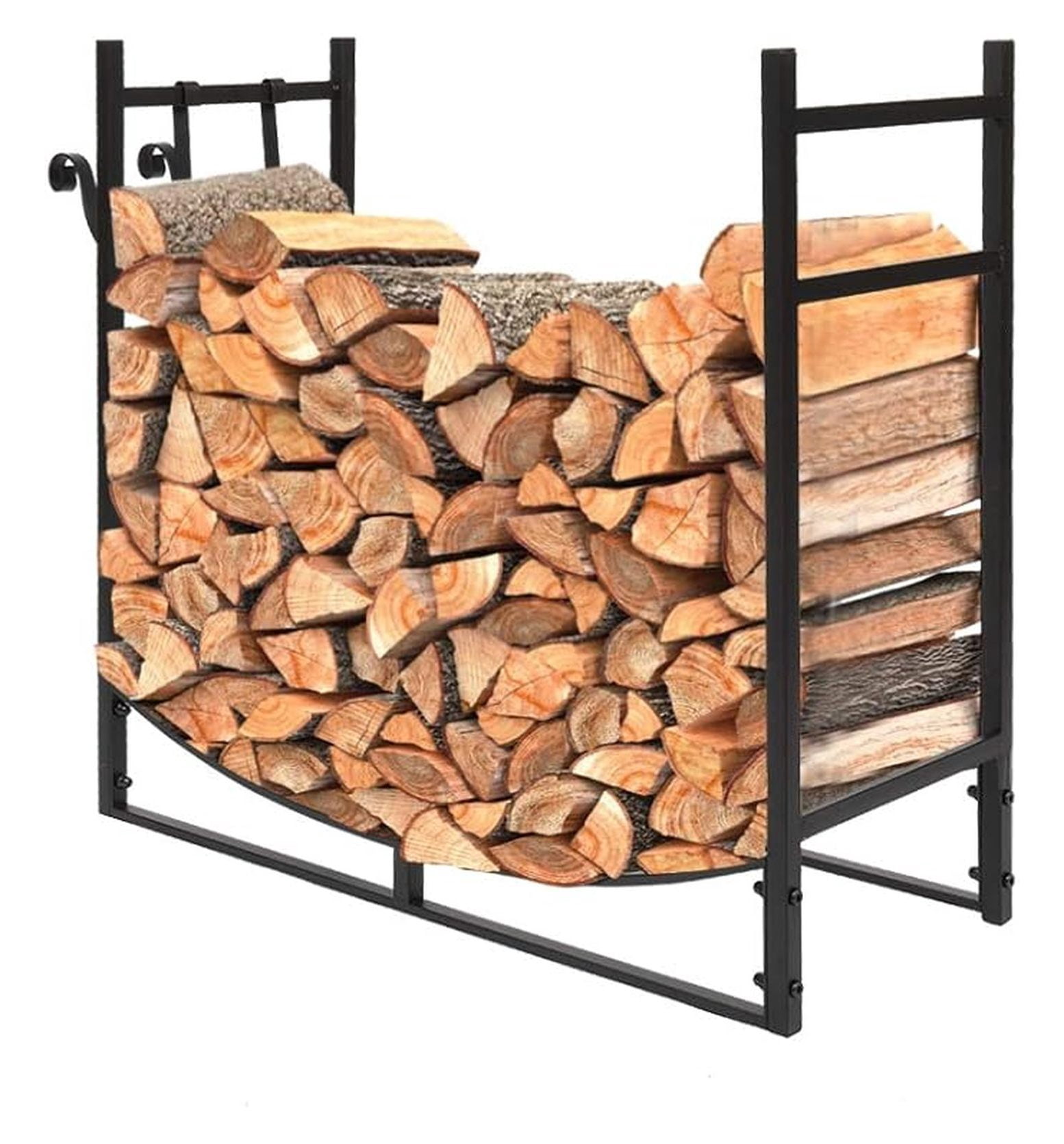 Firewood Rack with Kindling Holder Storage Log Holder, Indoor or ...