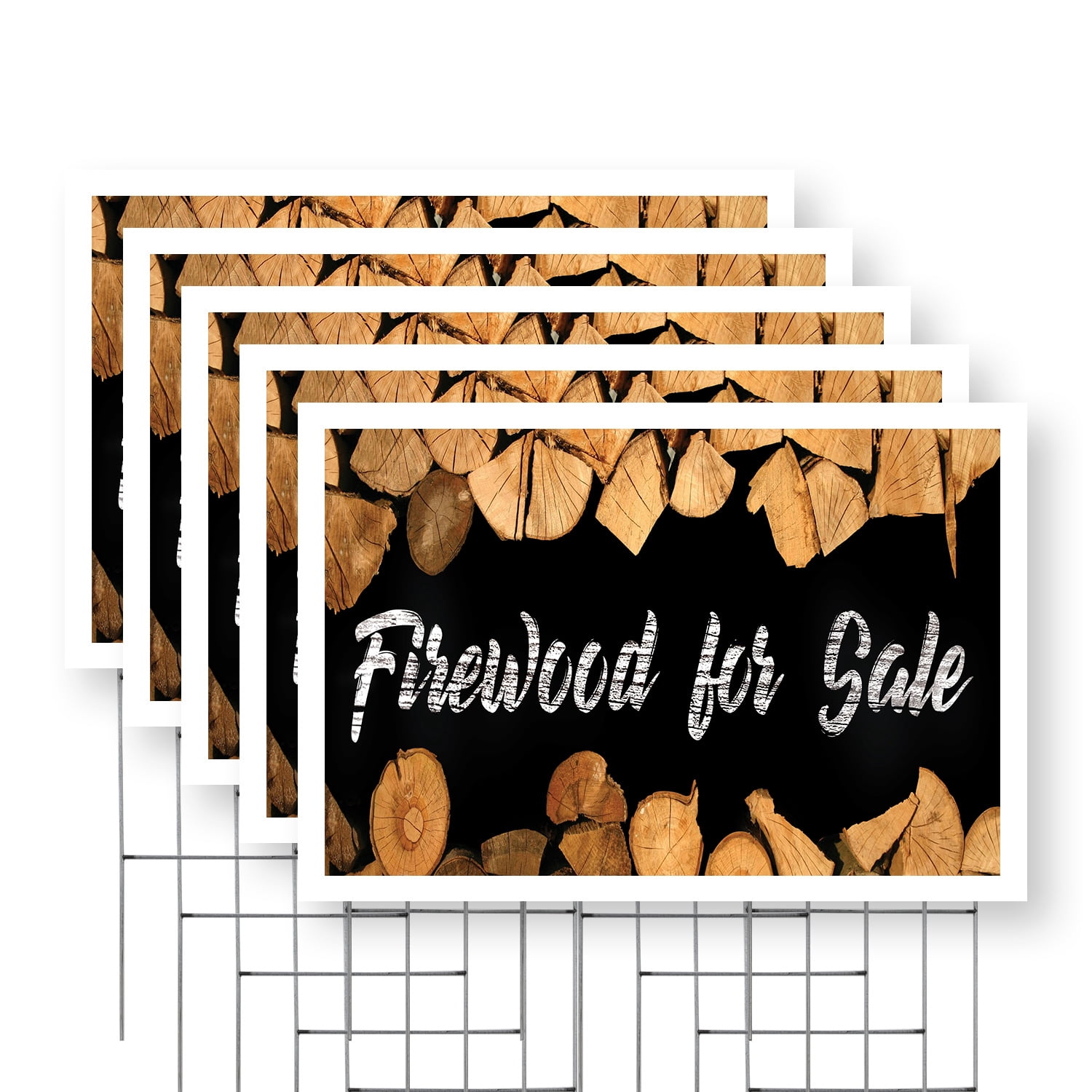 Firewood For Sale Yard Sign 5 Pack of 24 Inch x 36 Inch Single Sided ...