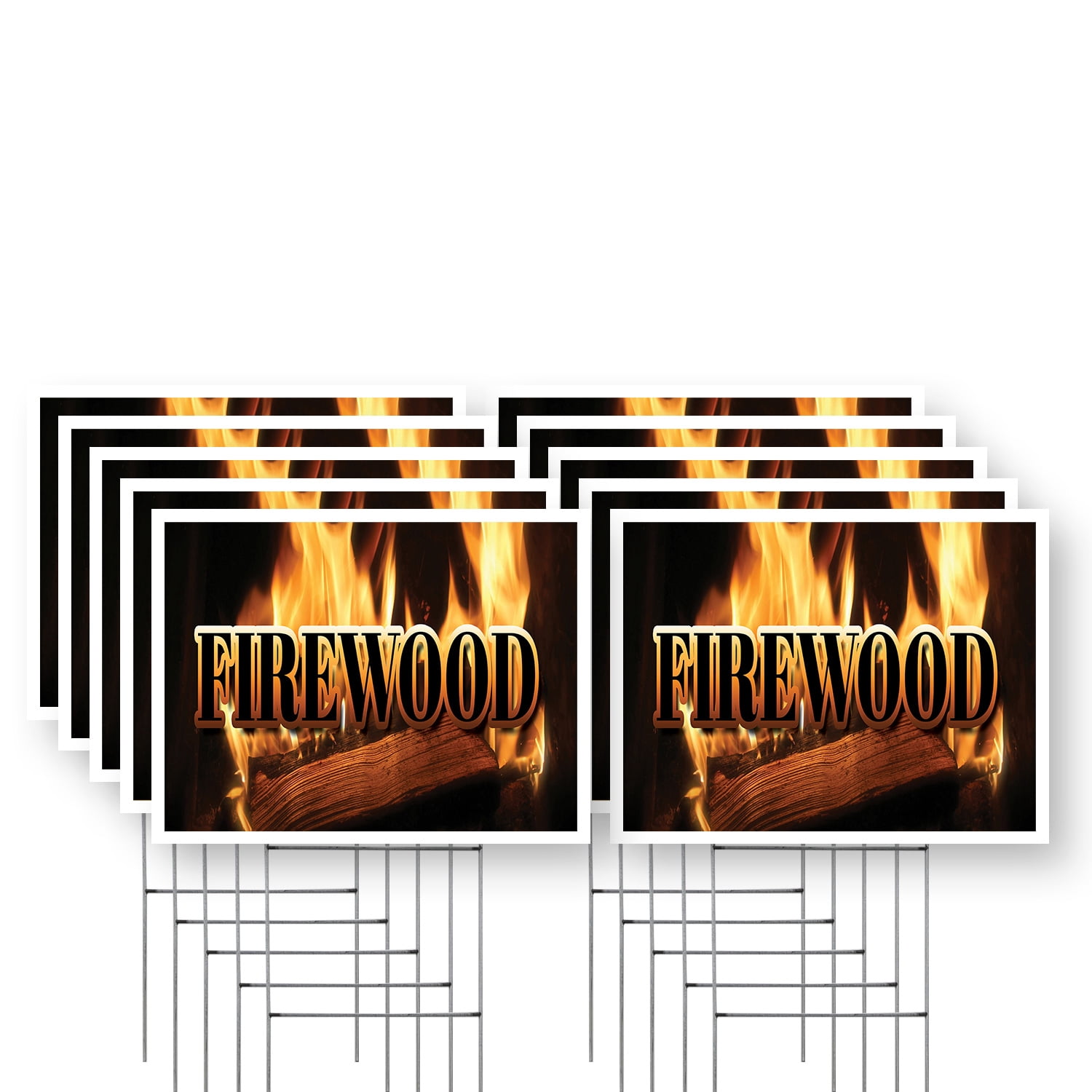 Firewood Yard Sign 10 Pack of 12 Inch x 16 Inch Single Sided ...