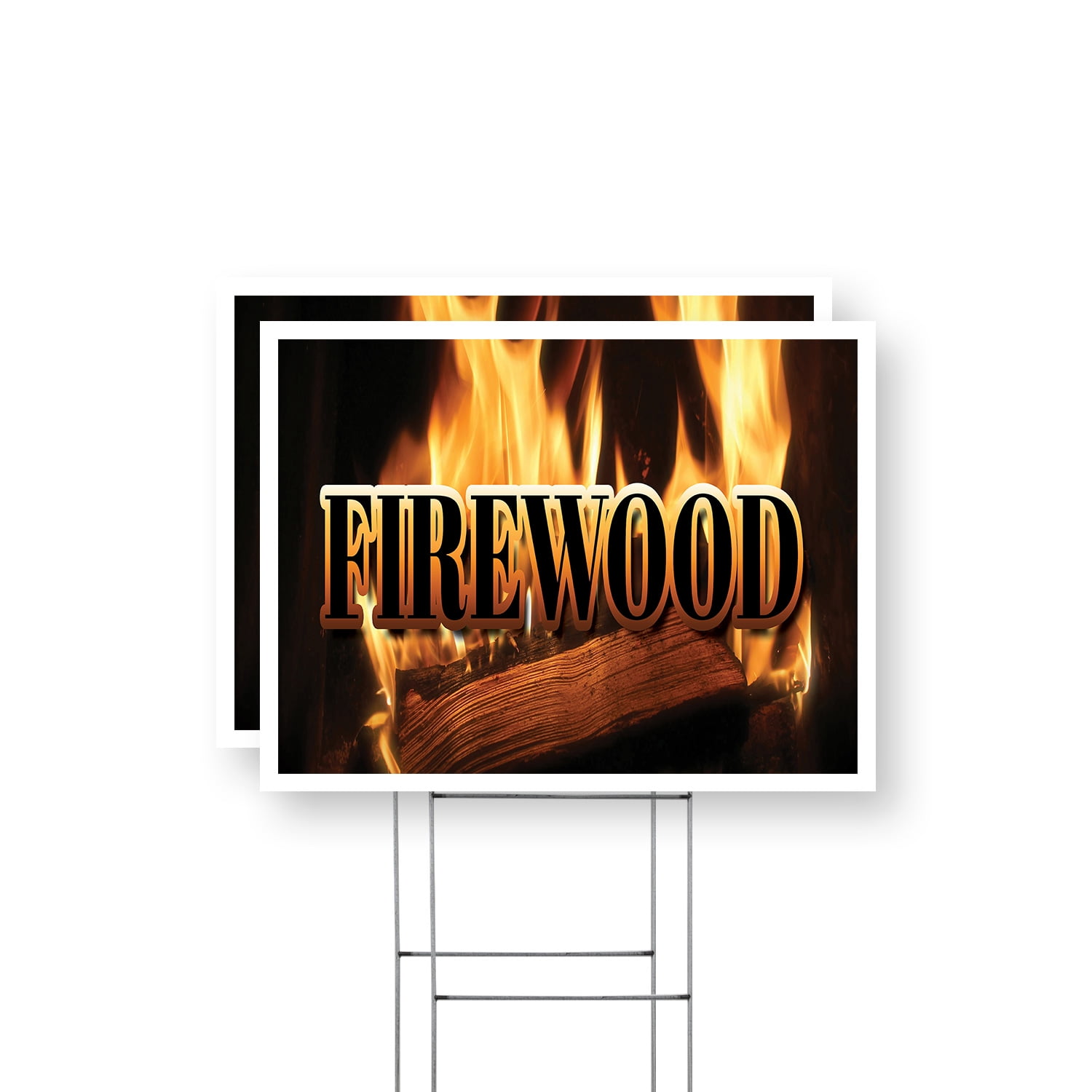 Firewood Yard Sign 2 Pack of 12 Inch x 16 Inch Double Sided ...