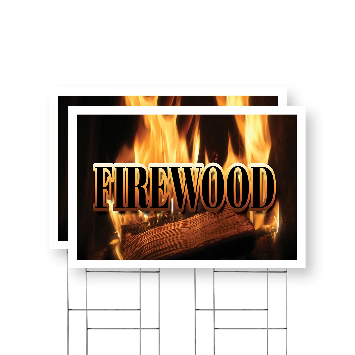 Firewood Yard Sign 2 Pack of 24 Inch x 36 Inch Single Sided ...