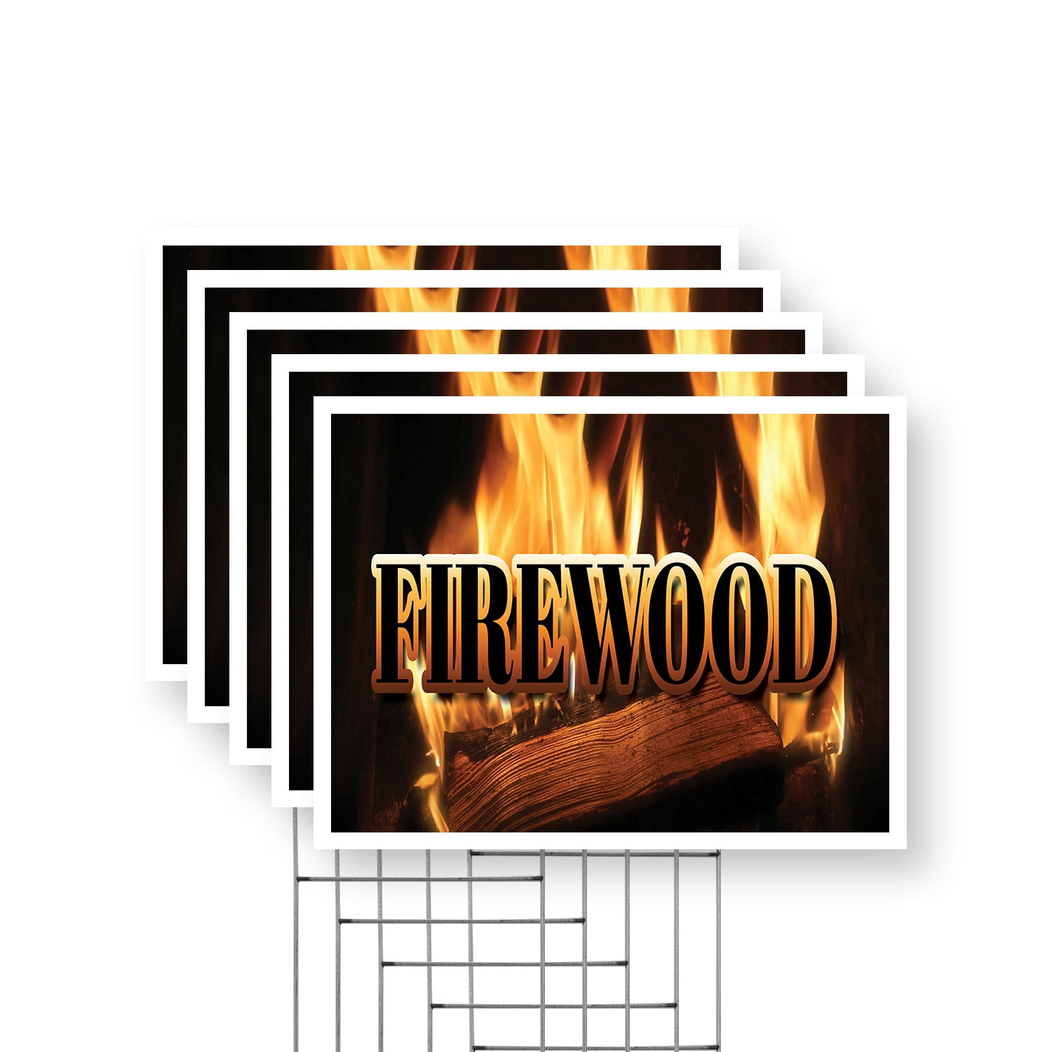 Firewood Yard Sign 5 Pack of 12 Inch x 16 Inch Double Sided ...