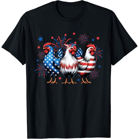 Firework Chicken USA Flag July 4th T-Shirt - Walmart.com