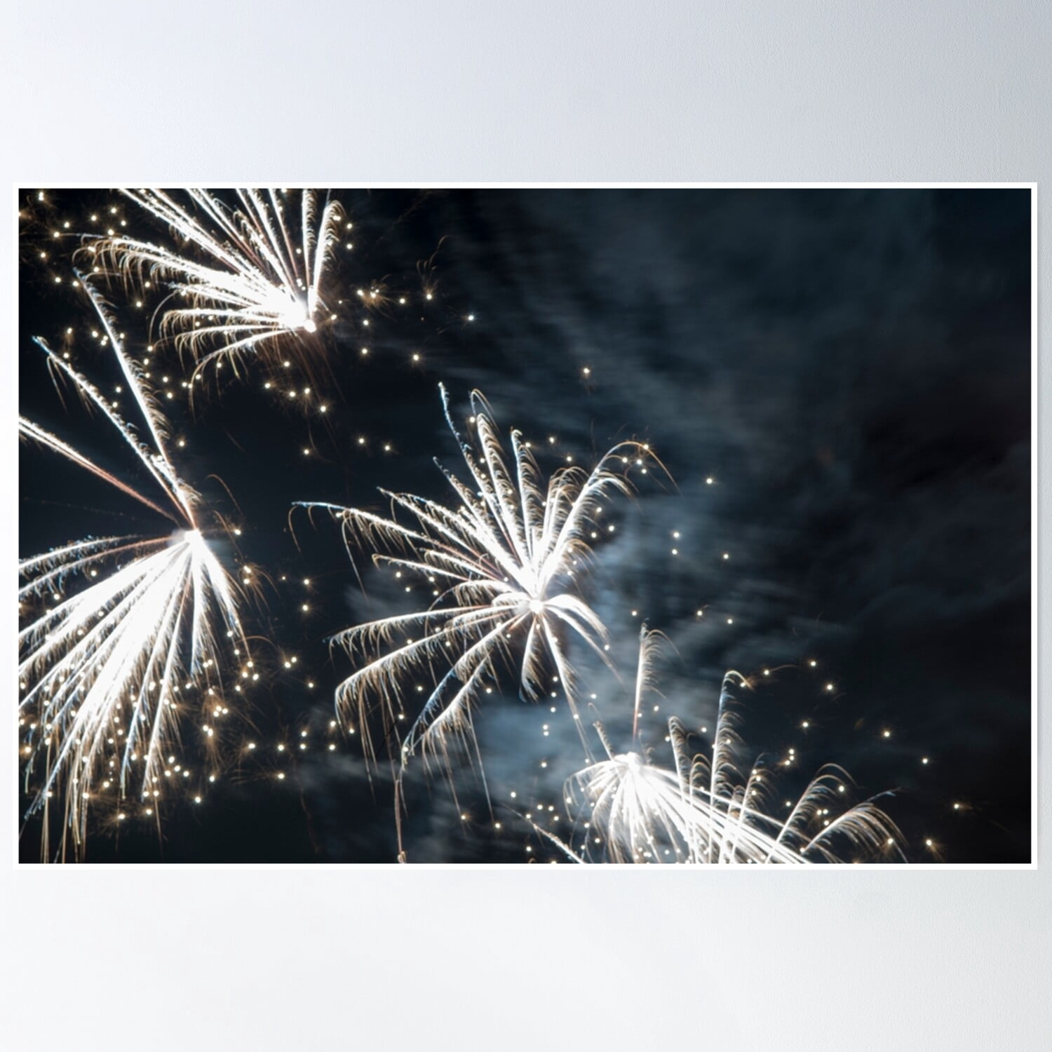 Firework Display Late At Night With A Dark Background And Beautiful ...