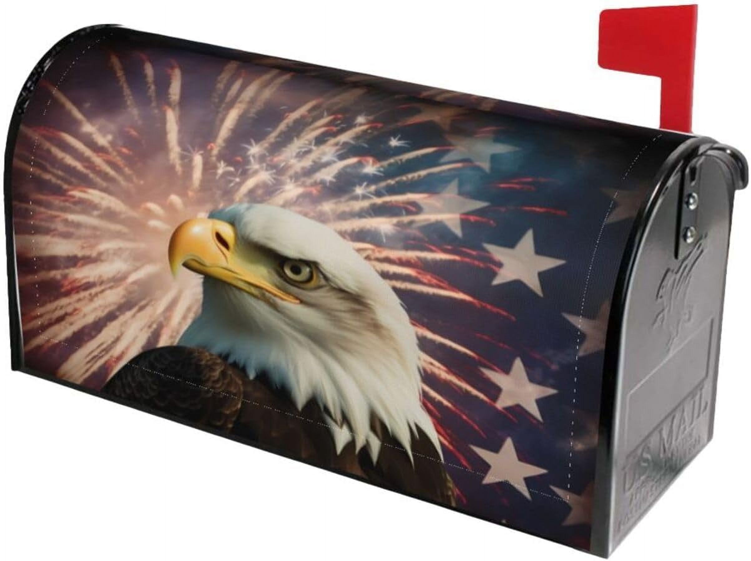 Firework Eagle Mailbox Covers, American Flag Magnetic Post Box Cover ...