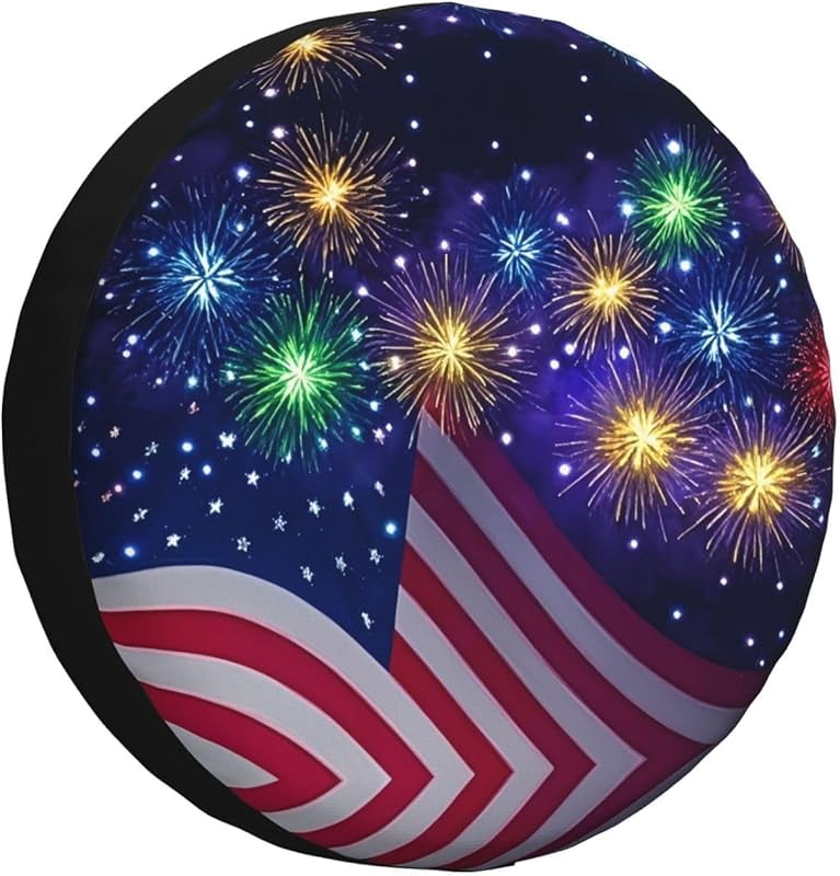 Firework Flag 4th of July Spare Tire Cover Weatherproof Sunscreen/Wind ...