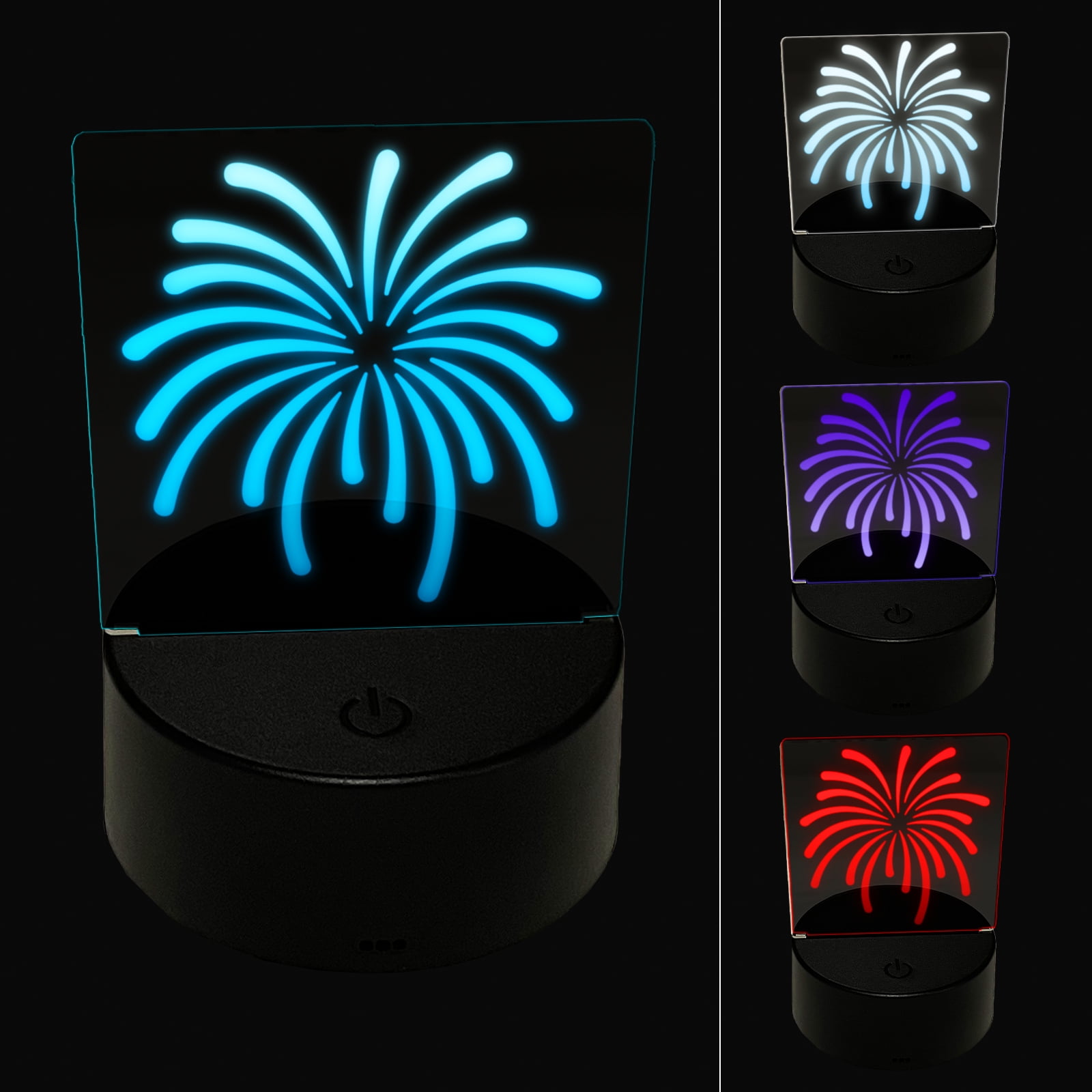 Firework Fourth of July LED Night Light Sign 3D Illusion Desk ...