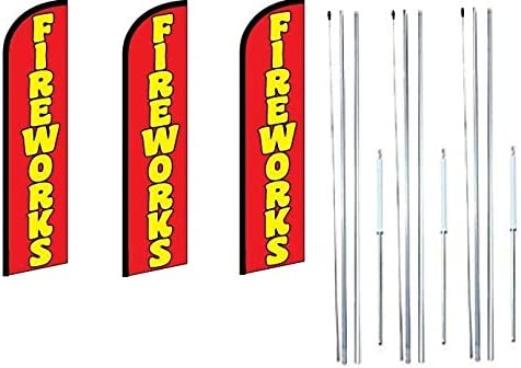 Firework King Feather Flag Sign Kit With Complete Hybrid Pole set- Pack ...