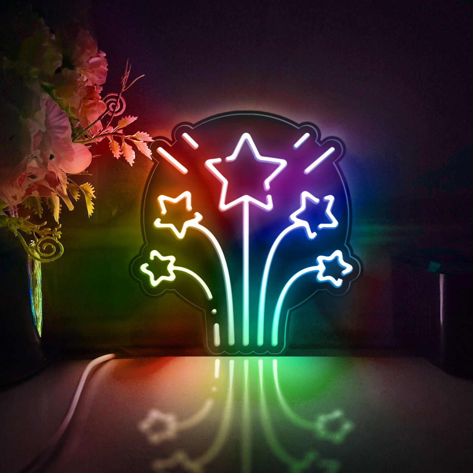 Firework Led Light Box, Dimmable Neon-Like Light Signs USB Power for Wall Decor Bedroom ...