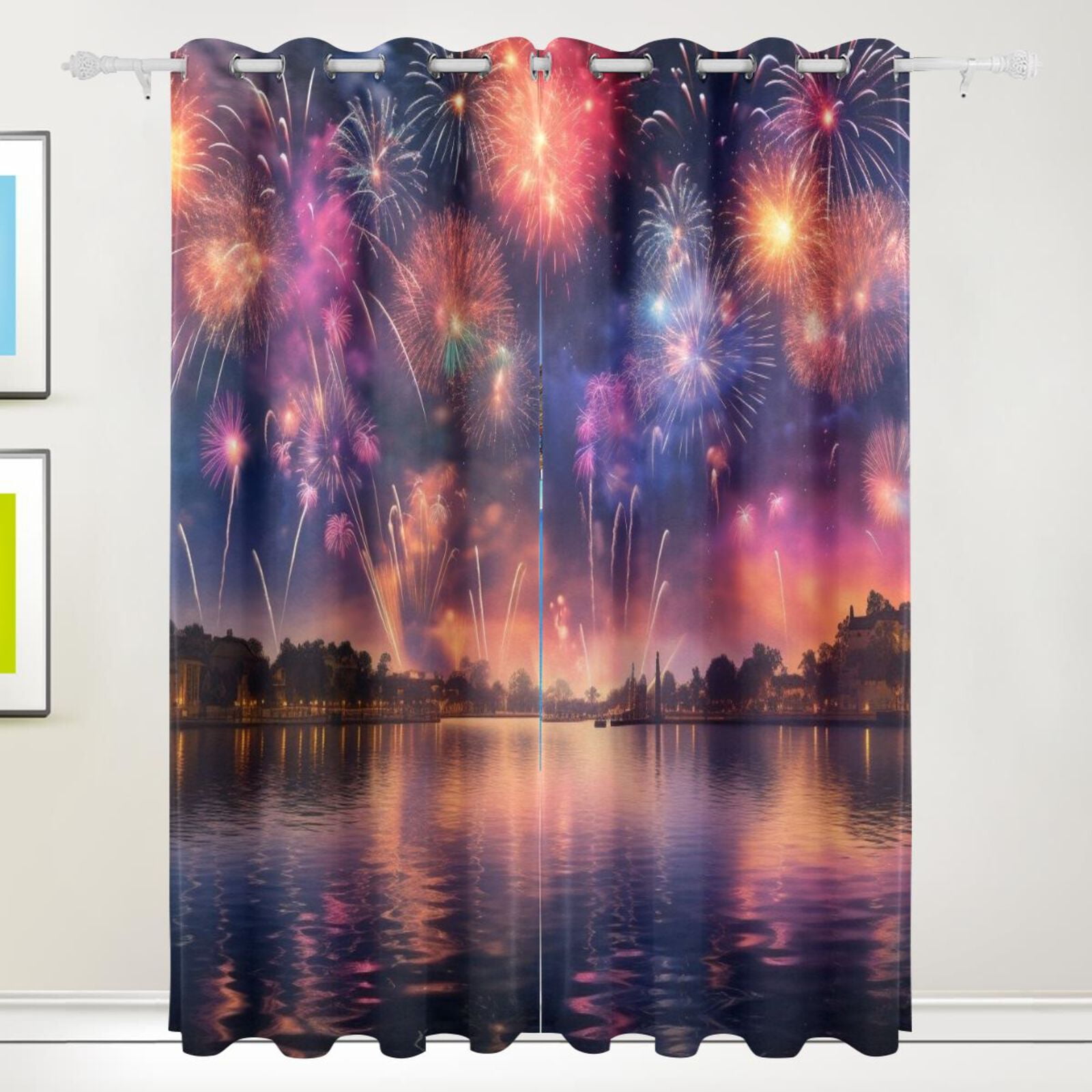 Firework Starry Sky Black Out Curtains 72 Inch Length Curtains for ...