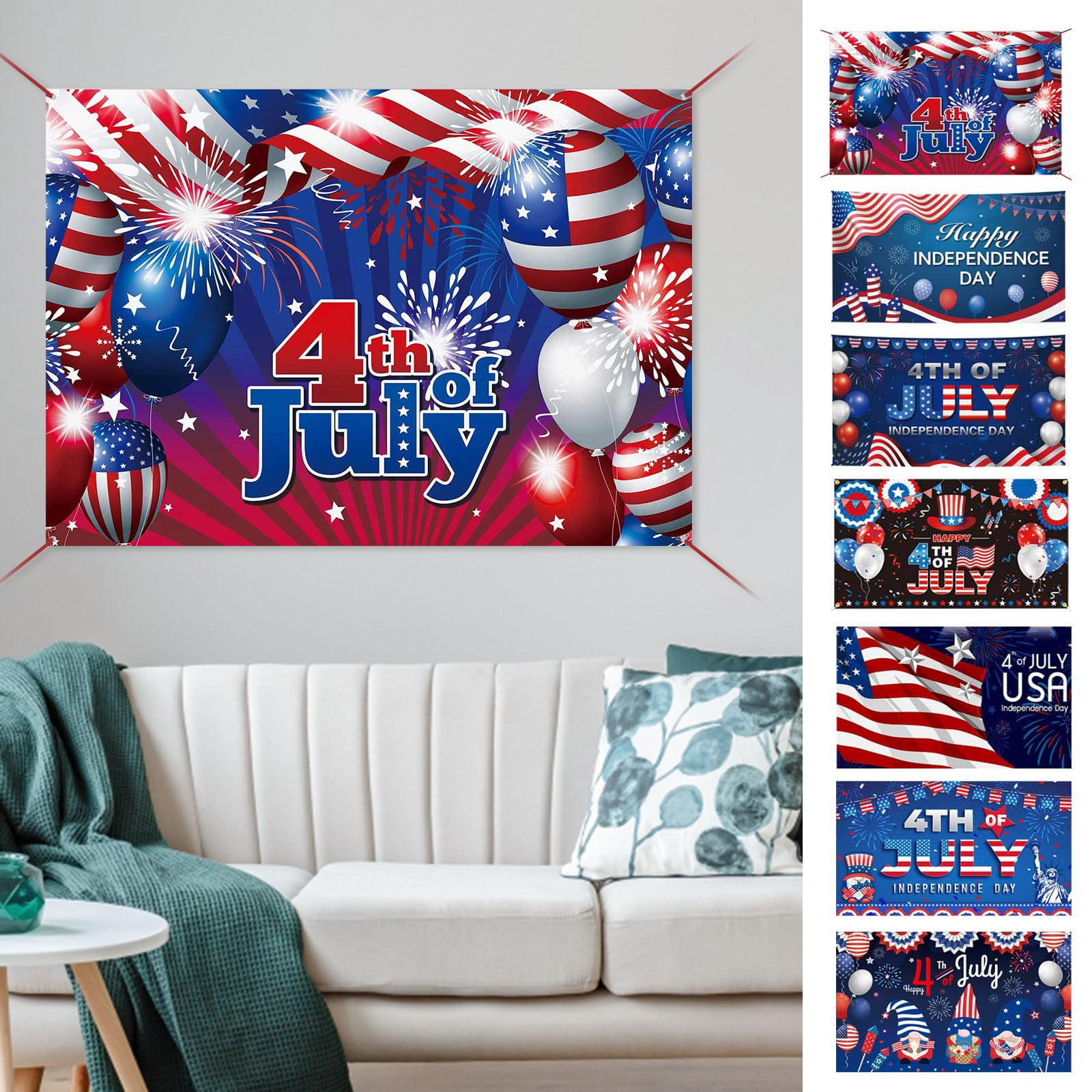 Firework Themed Outdoor July 4Th Statement Banner, American Flag ...
