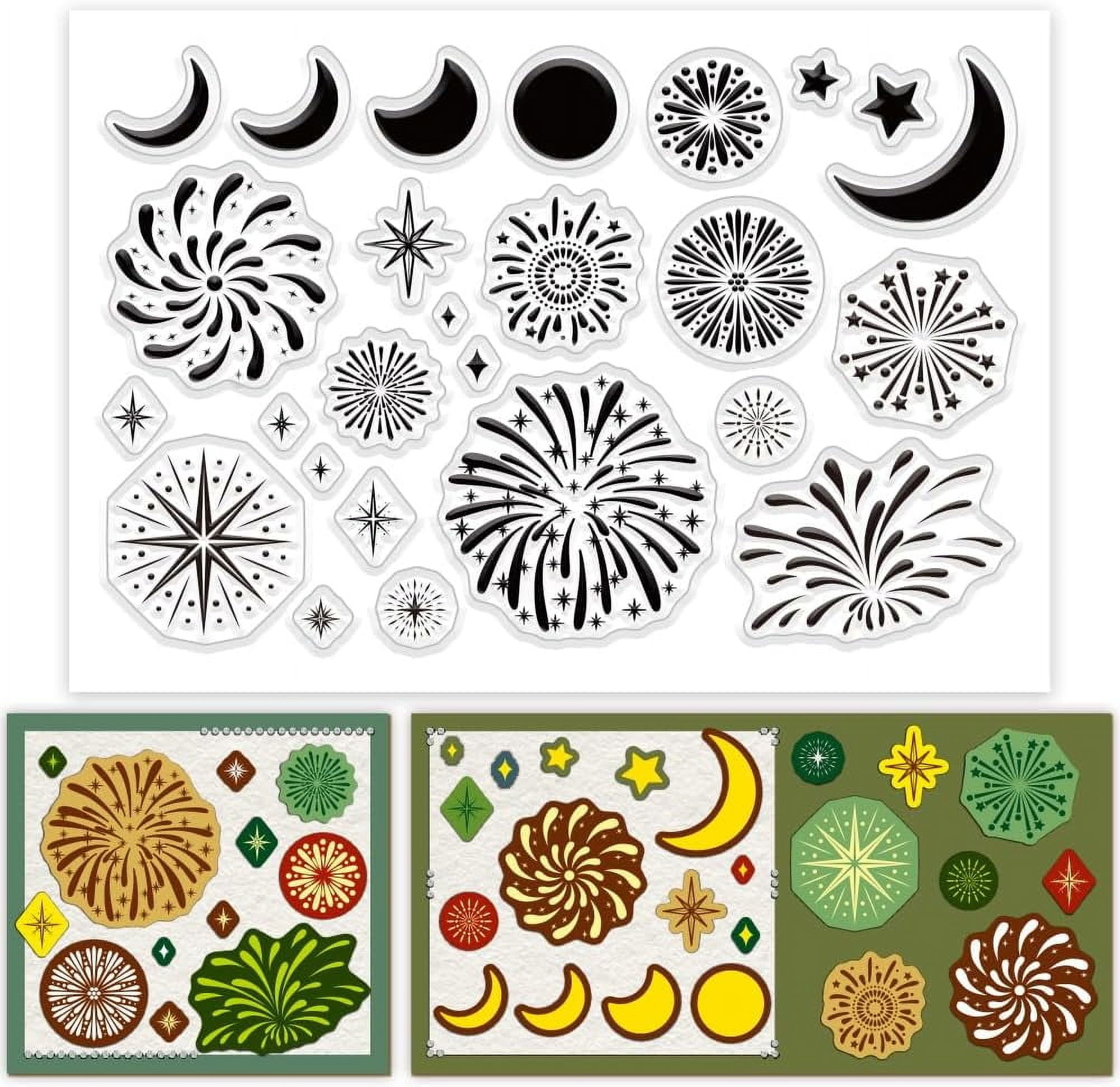 Firework Transparent Stamps PVC Plastic Clear Stamps Moon Star Stamps ...