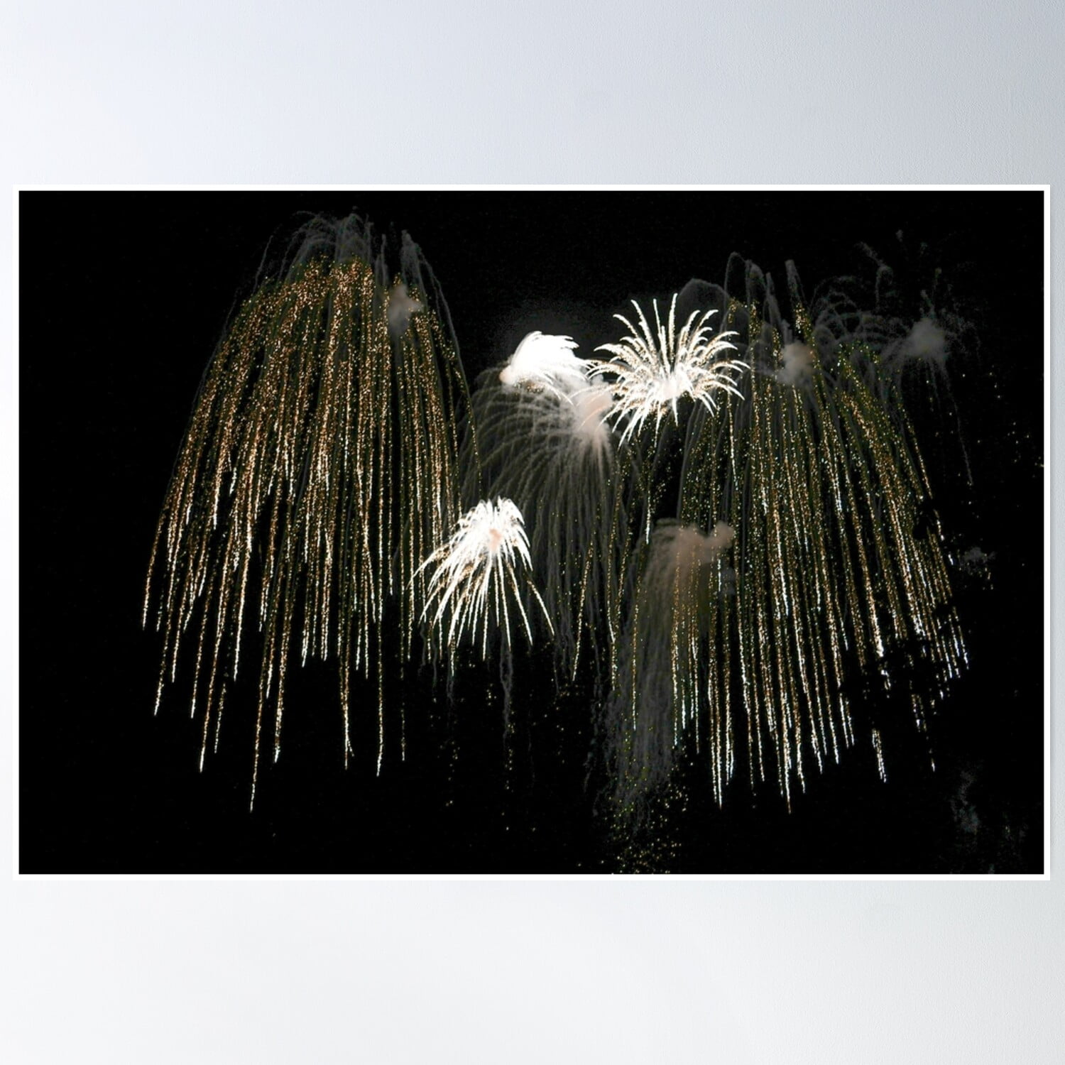 Firework, Yellow Light On Dark Background Poster Wall Art, Modern Wall ...