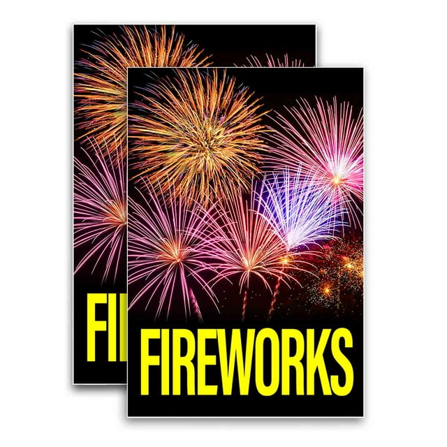 Fireworks (24" X 36") Vinyl Decal Only (Pack of 2) |Sign|Sticker|Poster ...