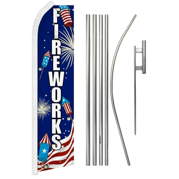 Fireworks Advertising Swooper Feather Flutter Flag Pole Kit 4th of July ...