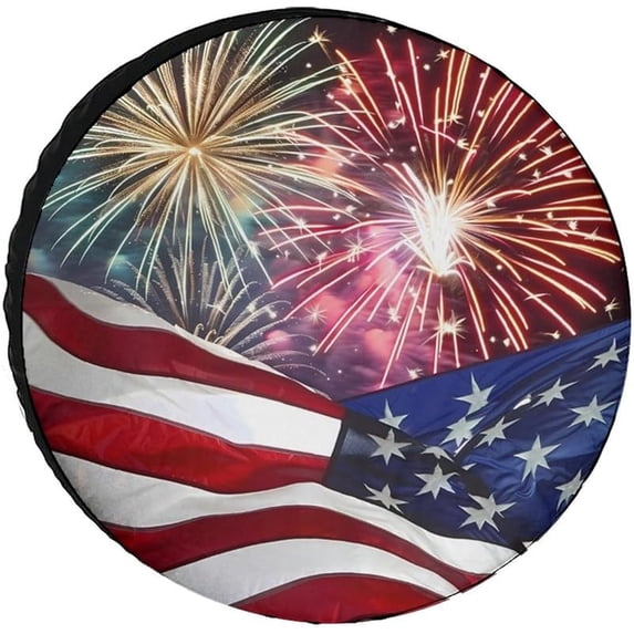 Fireworks American Flag Funny Spare Tire Cover for Car Truck Tires Sun ...