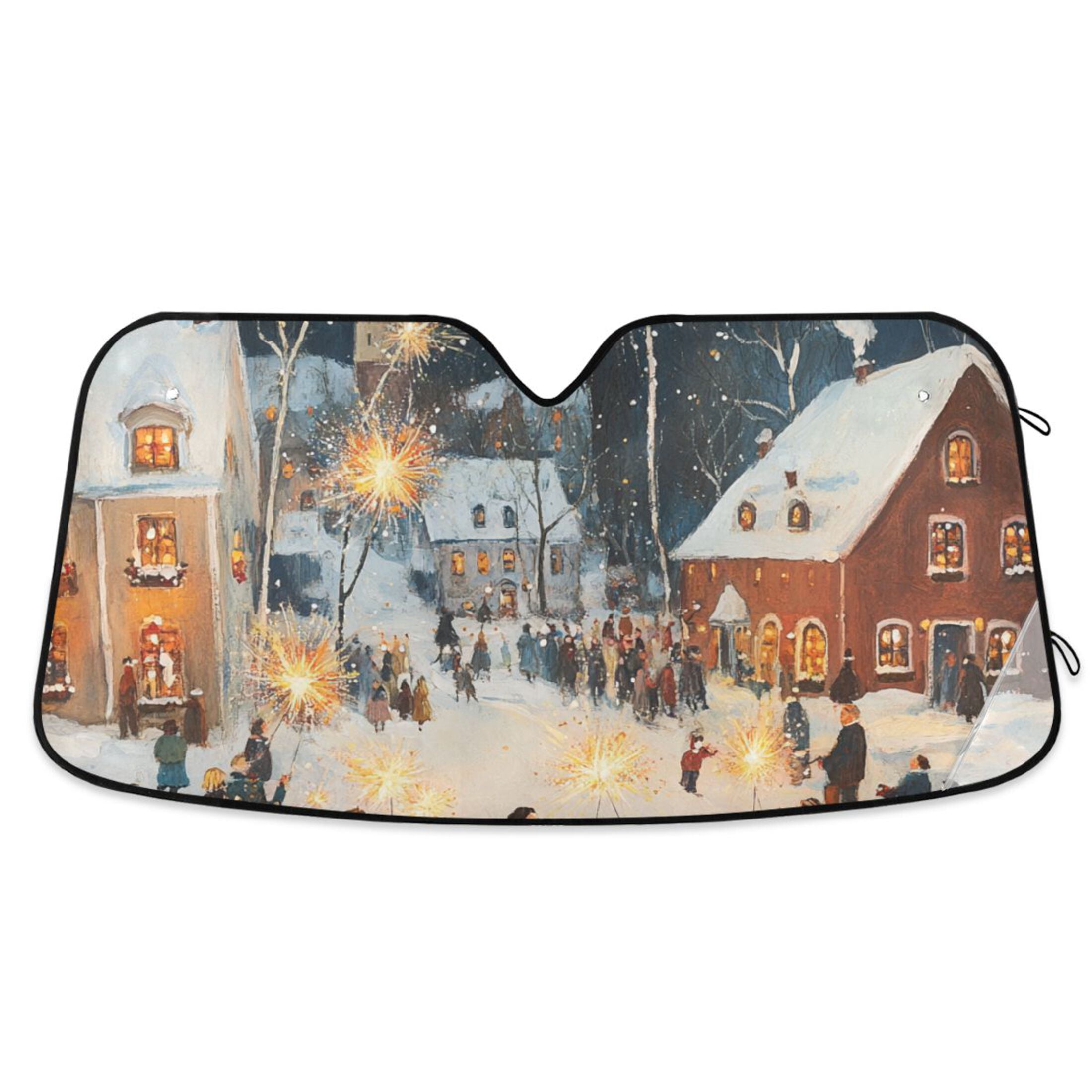 Fireworks Blooming Snow Car Windshield Sun Shade Reflector Sunshade ...