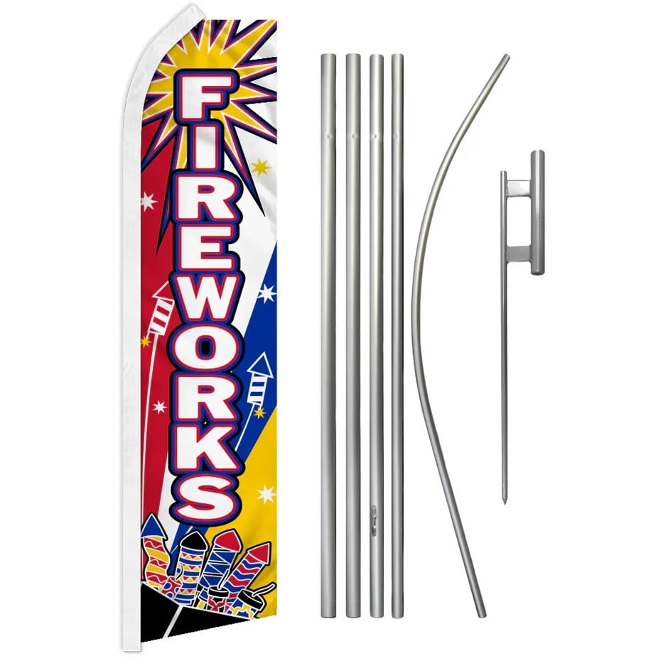 Fireworks (Boom) Swooper Flutter Advertising Flag Pole Kit Fireworks ...