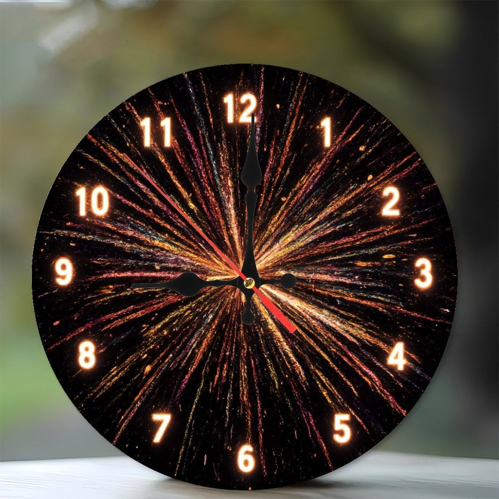 Fireworks Clock New Year Party Decoration Wall Art 10-Inch Silent ...