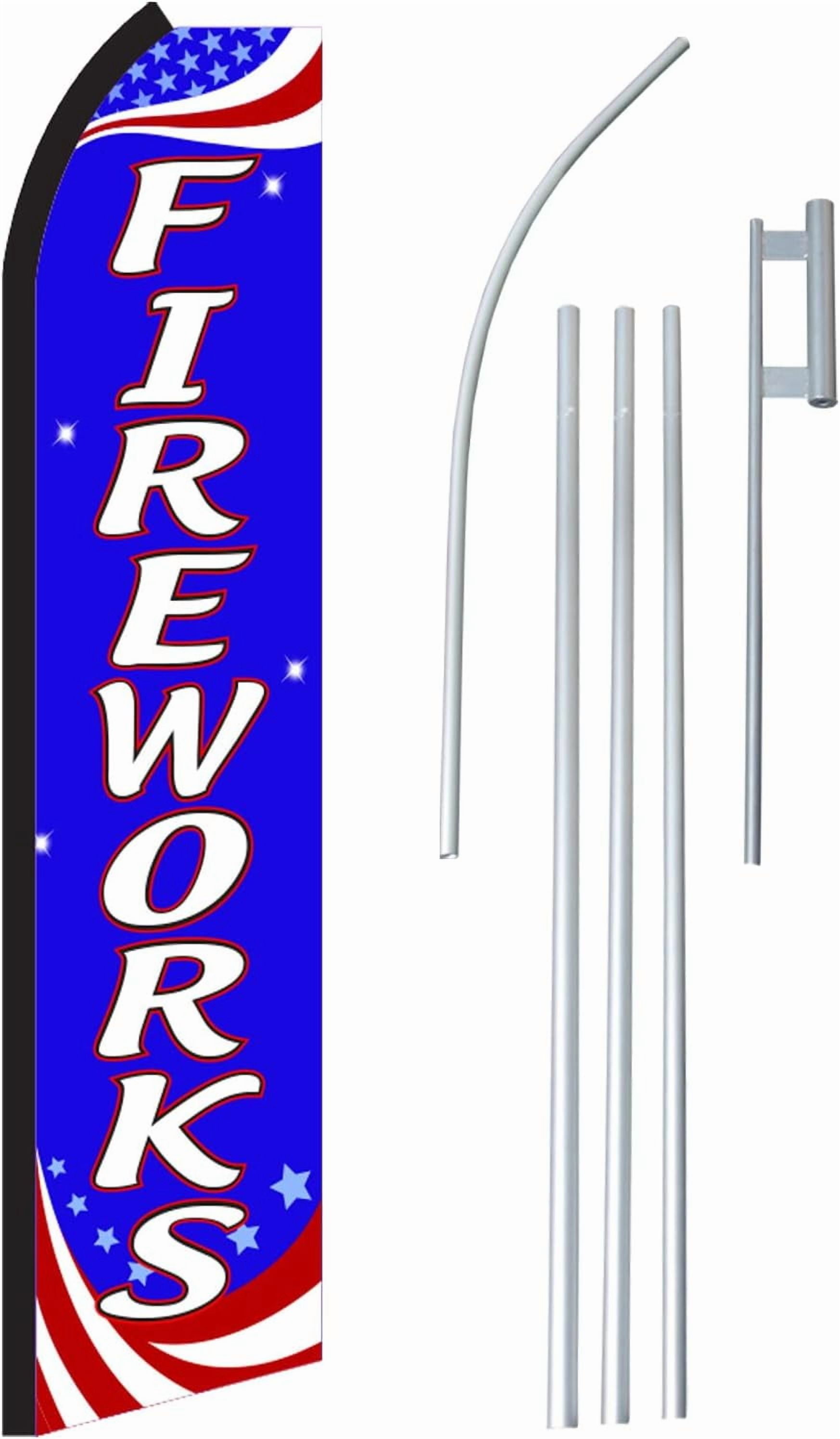 "Fireworks" Complete Flag Kit Includes 12' Swooper Business Flag with ...