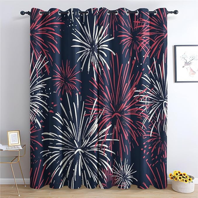 Fireworks Curtains For Bedroom, Abstract Blackout Curtains For Living ...