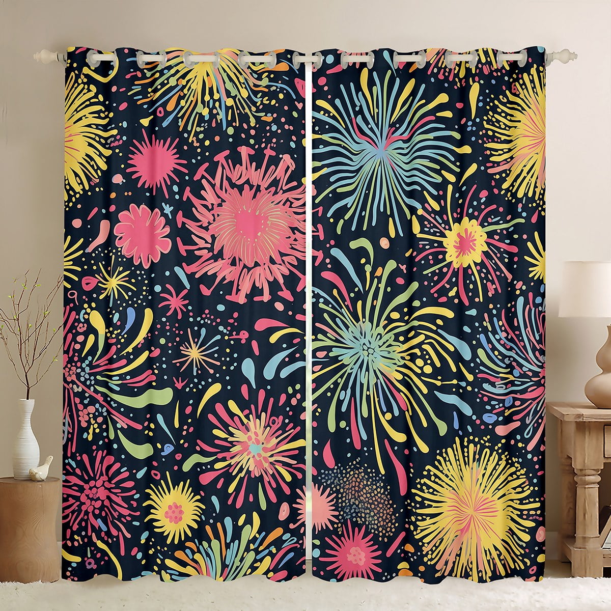 Fireworks Curtains & Drapes Mothers Day Decorations, Fireworks Decor ...