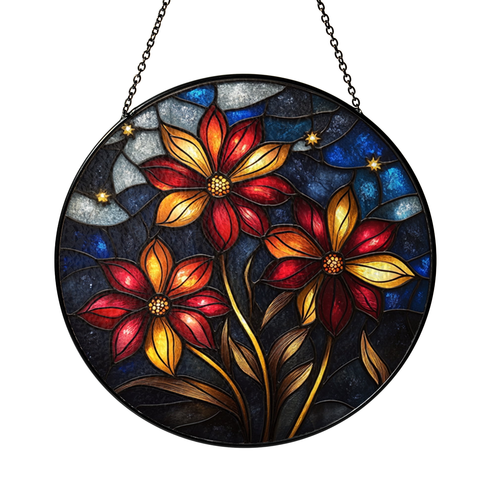 Fireworks Display Stained Glass Suncatcher Decorative Night Sky Window ...