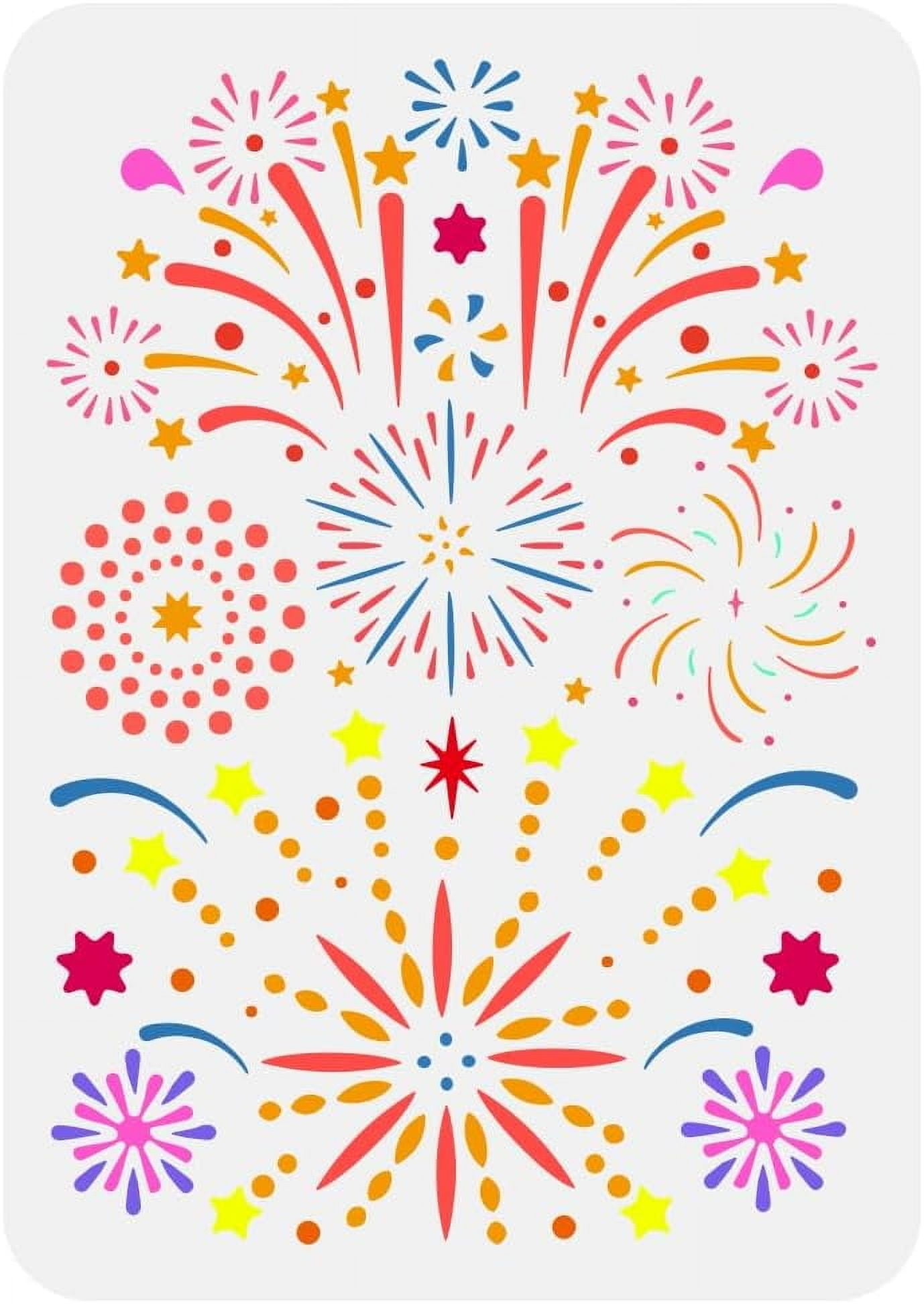 Fireworks Drawing Stencil 11.7x8.3inch Reusable Various Shapes ...