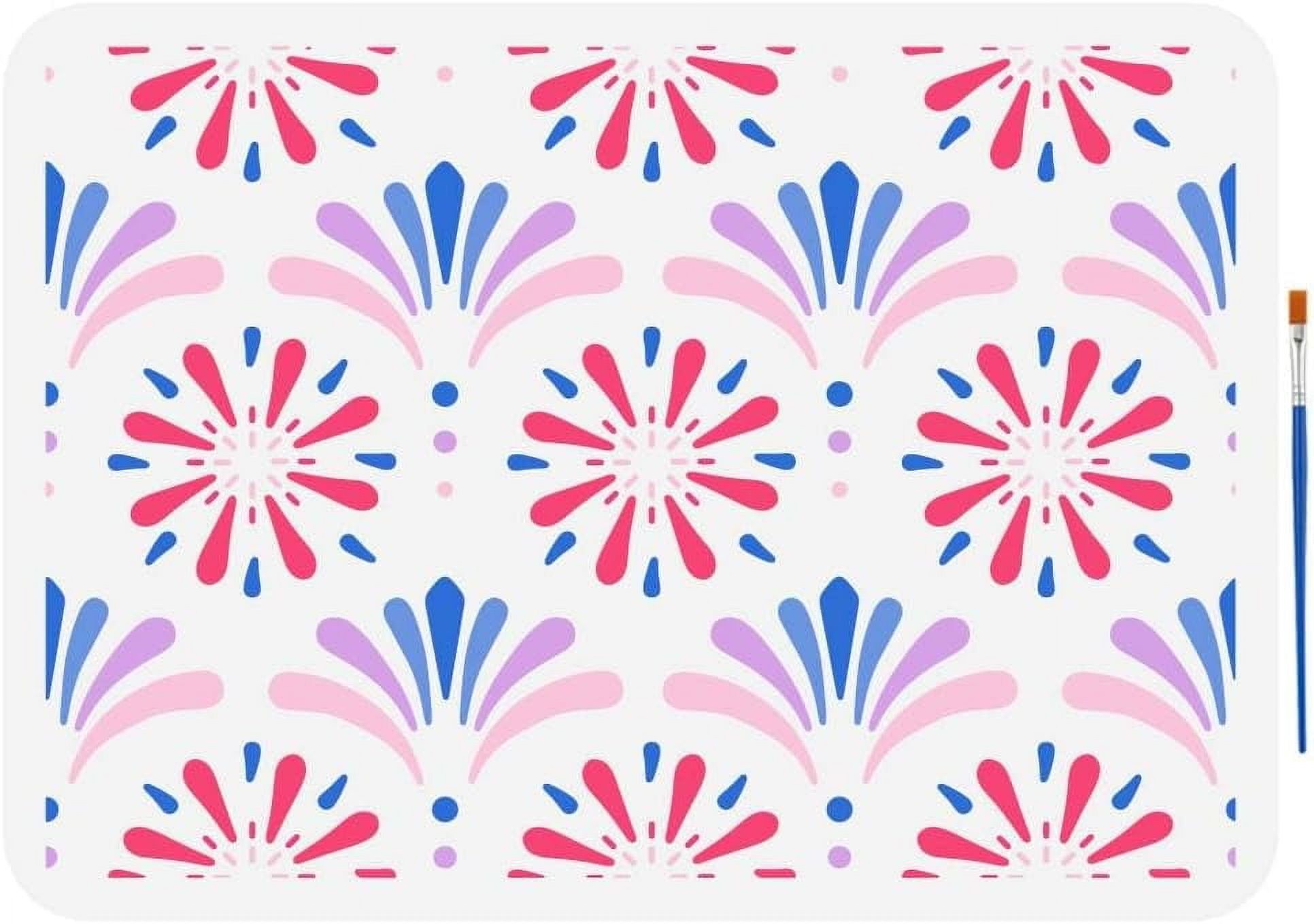 Fireworks Drawing Stencil with A Paint Brush 11.7x8.3inch Fan-Shaped ...