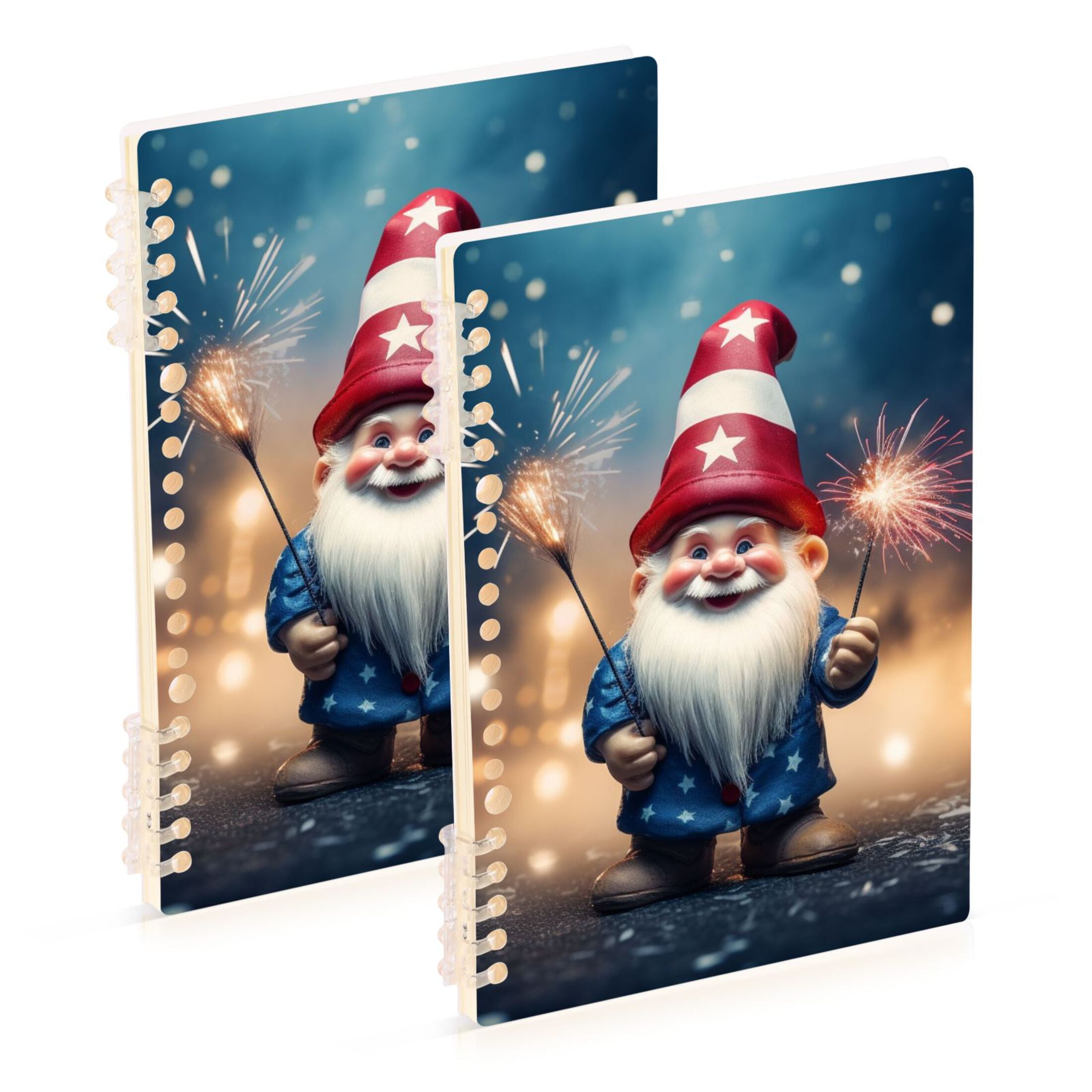 Fireworks Gnome American Flags Ring Binder Notebook Journey Note Diary ...