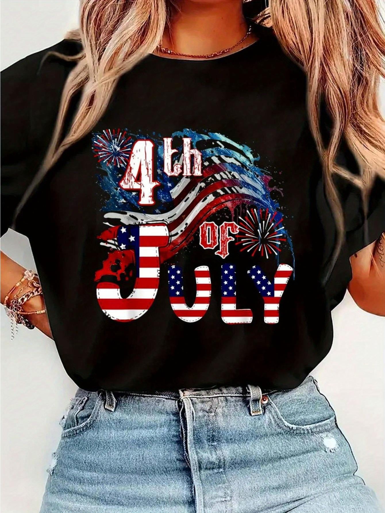 Fireworks Happy 4th Of July US Flag An 4th Of July T-Shirt Print T ...