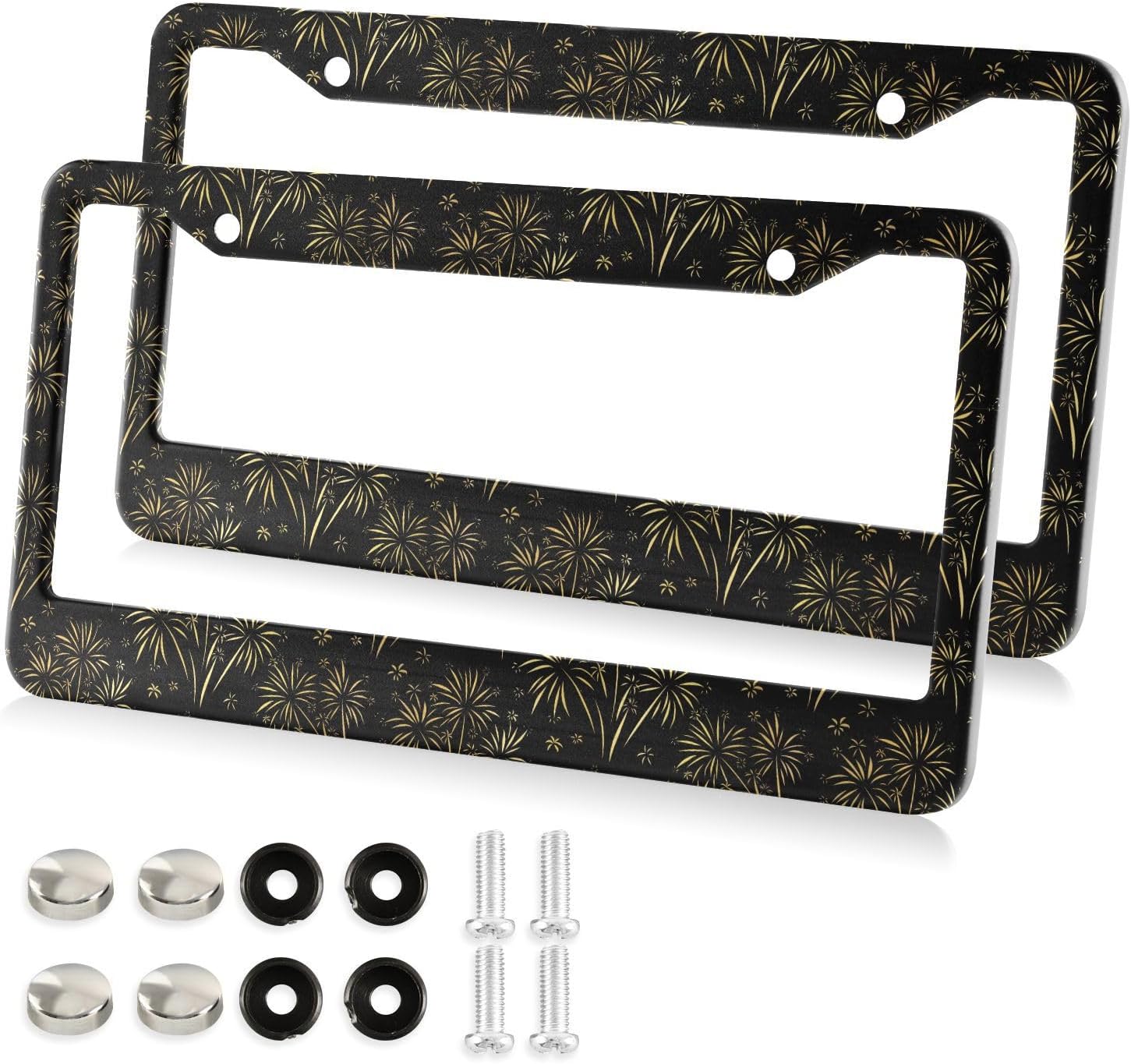 Fireworks License Plate Frame, Decorative Aluminum Car Tag Frames, 2 ...