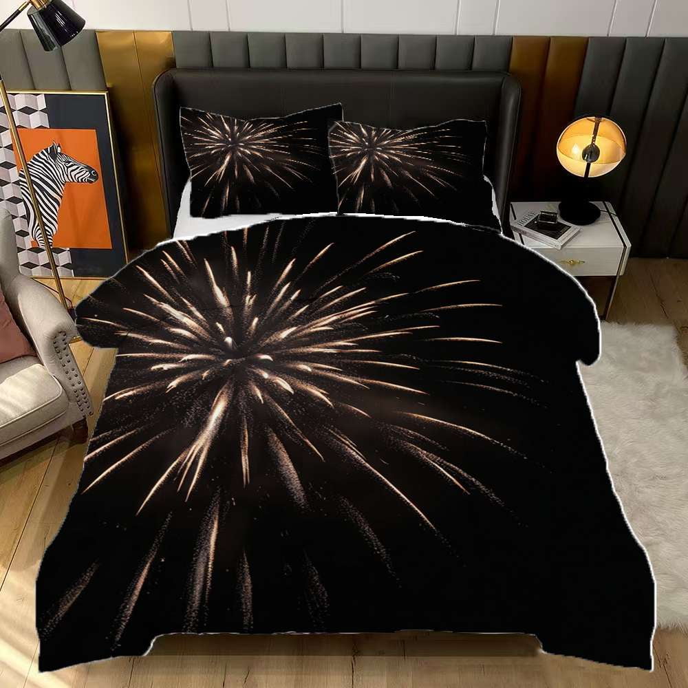 Fireworks Night Sparkle Comforter Set Queen Size Bedding Set For Travl ...